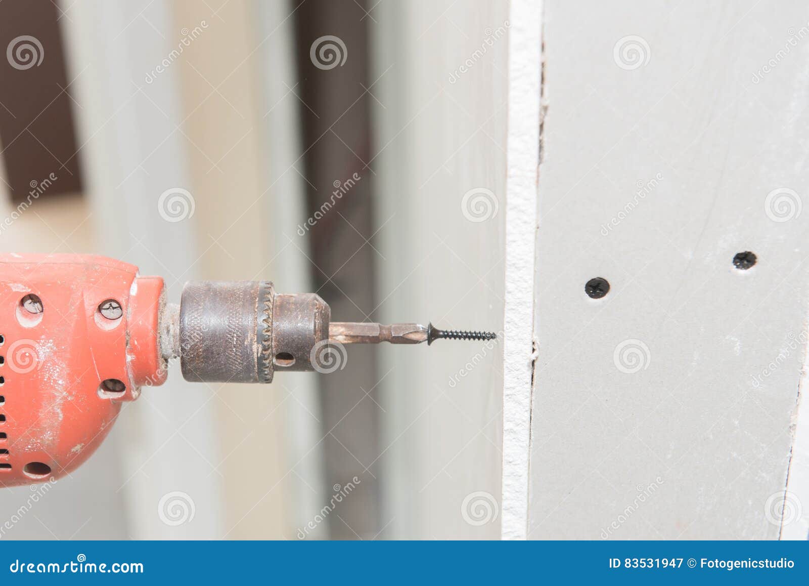 Construction Worker Holding the Hand Drill Stock Image - Image of ...