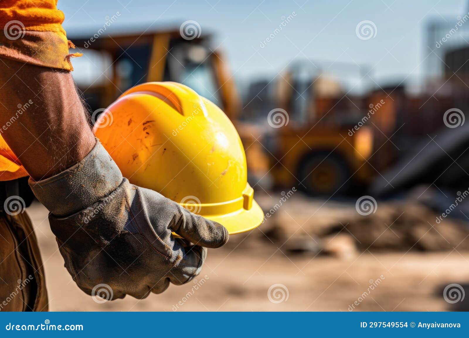 A Construction Worker is Holding a Hard Hat Stock Photo - Image of contractor, building: 297549554