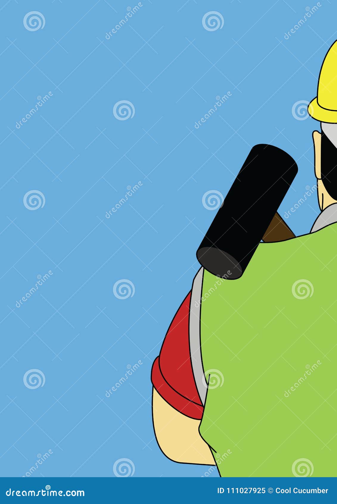 Construction Worker Holding His Hammer from Behind Stock Vector ...