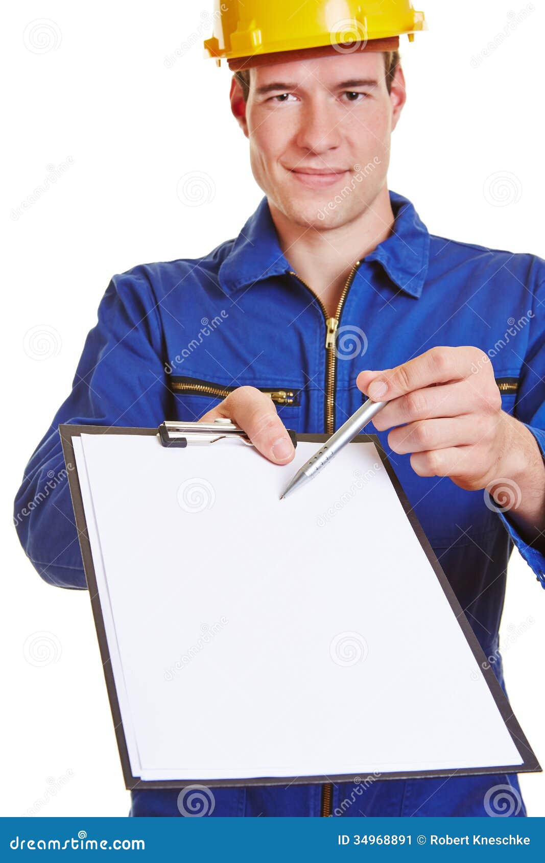 Construction Worker Holding Pen Stock Image - Image of trade ...