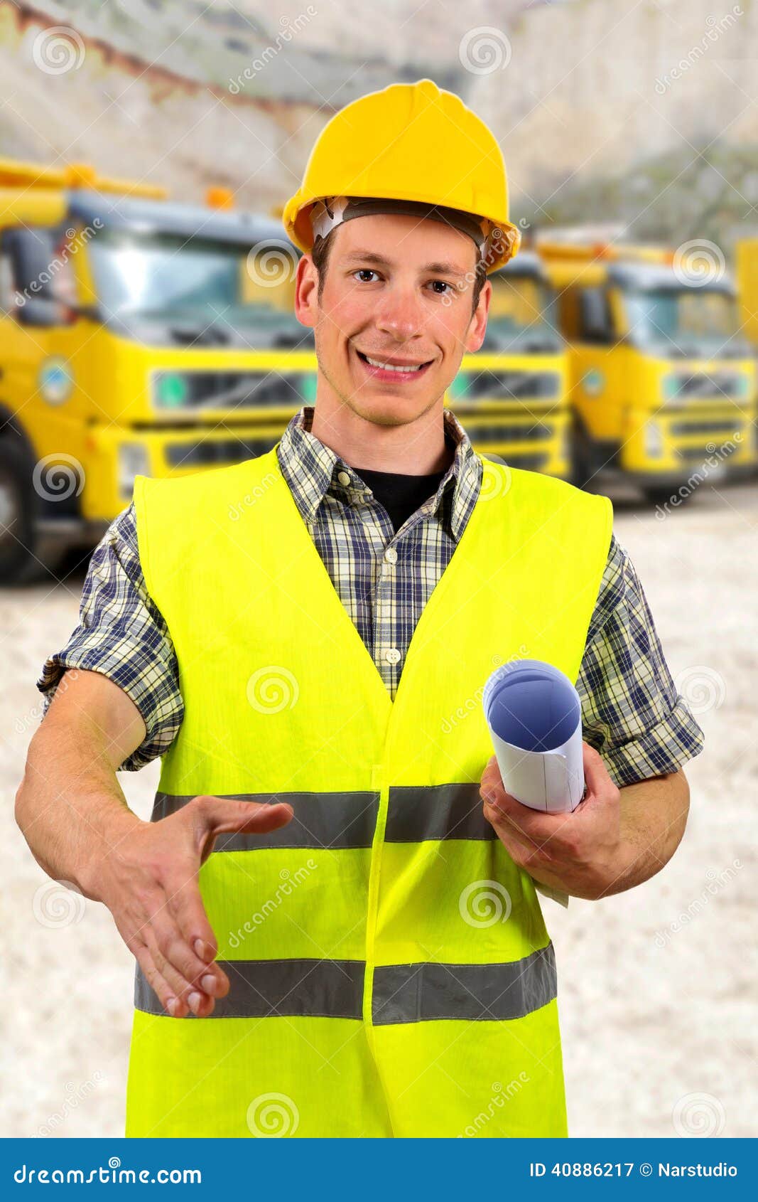 Construction Worker Holding Project Documents Stock Image - Image of ...
