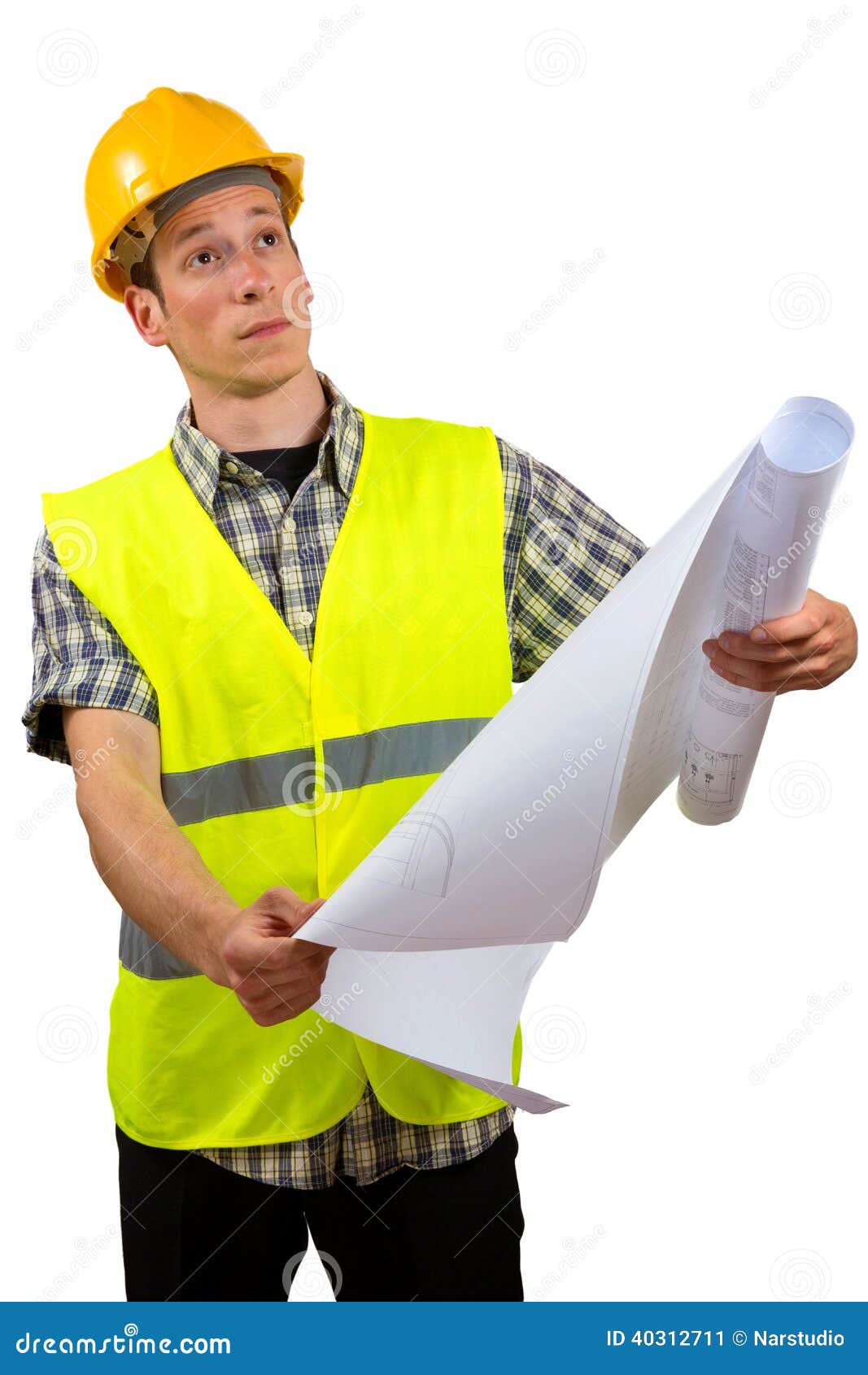 Construction Worker Holding Project Documents Stock Image - Image of ...