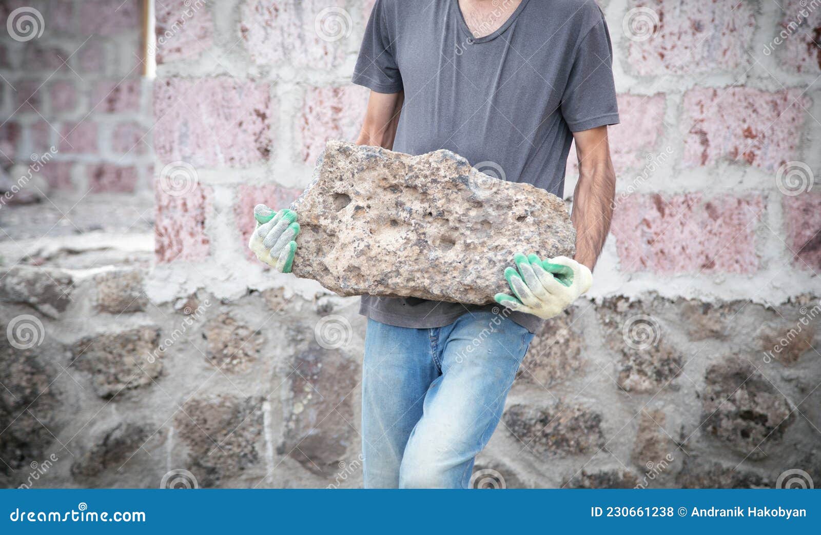 Construction Worker Holding a Quartz Stone Stock Photo - Image of ...