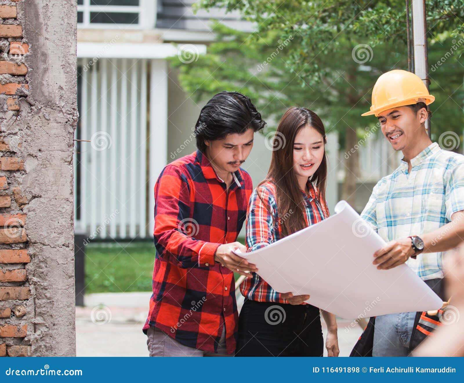 Construction Worker with the House Owner Stock Photo - Image of worker ...