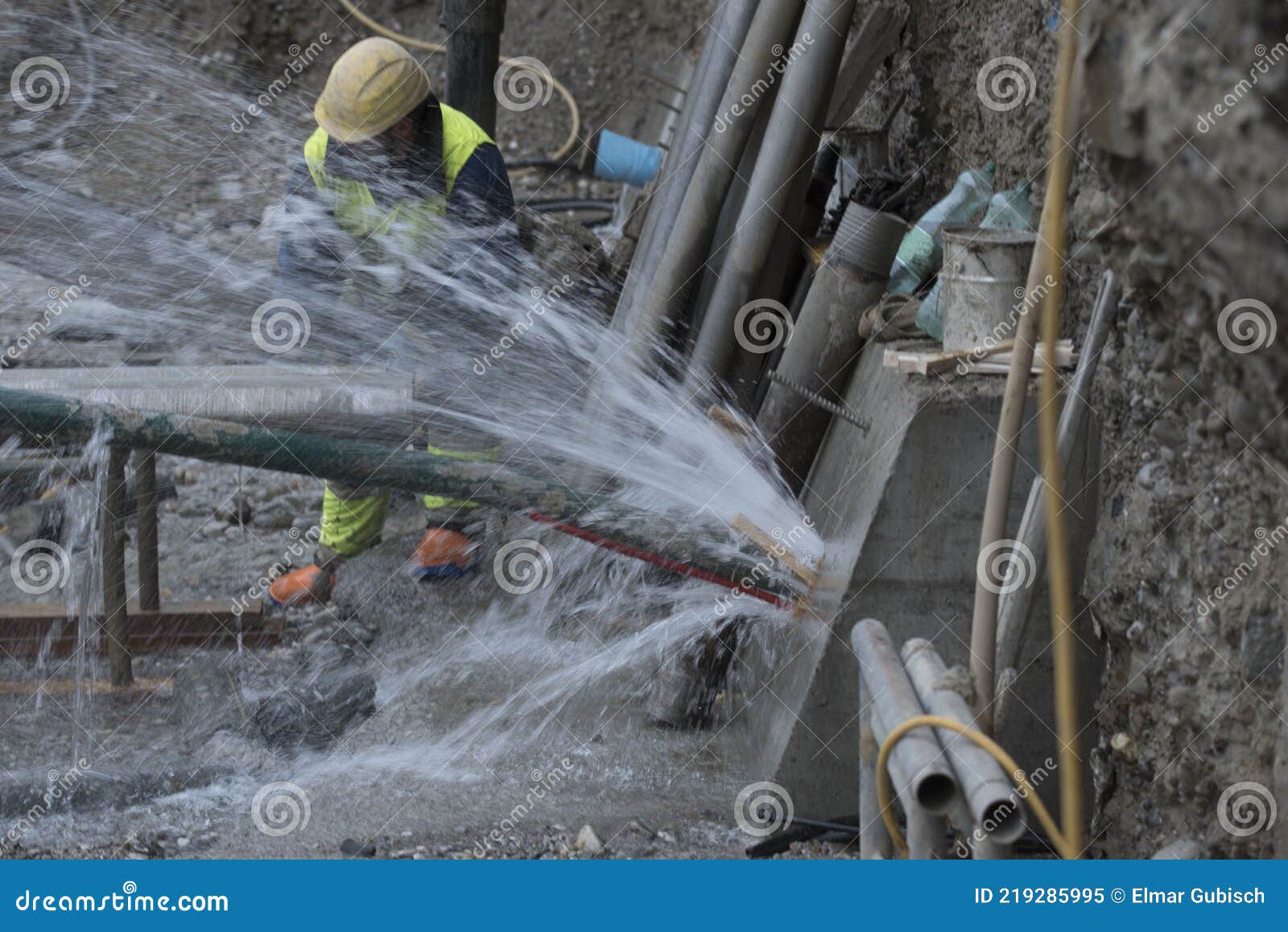 Construction Worker in Hydraulic Engineering Stock Image - Image of ...
