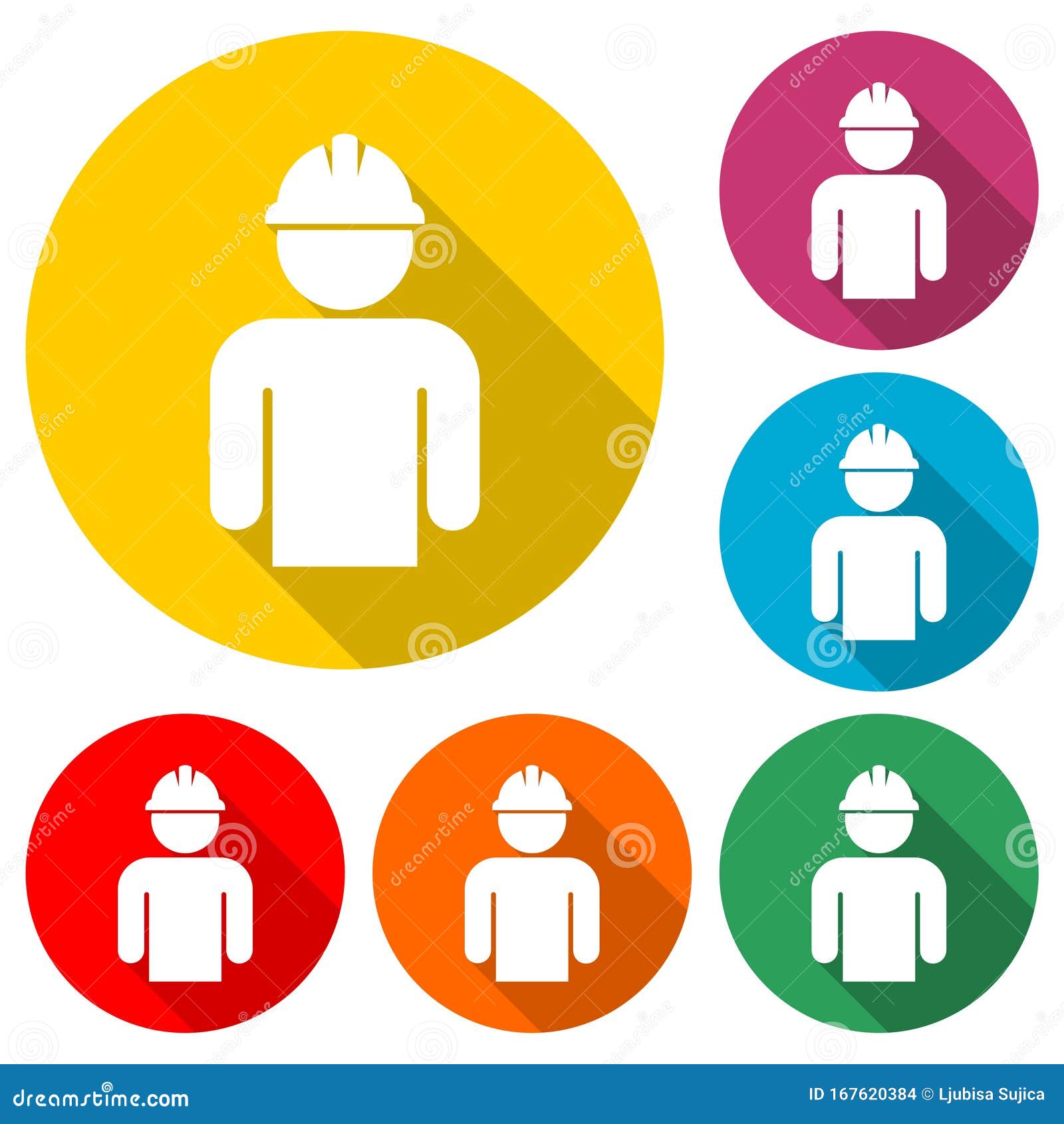 Construction Worker Icon in Flat Style with Long Shadow Stock Vector ...
