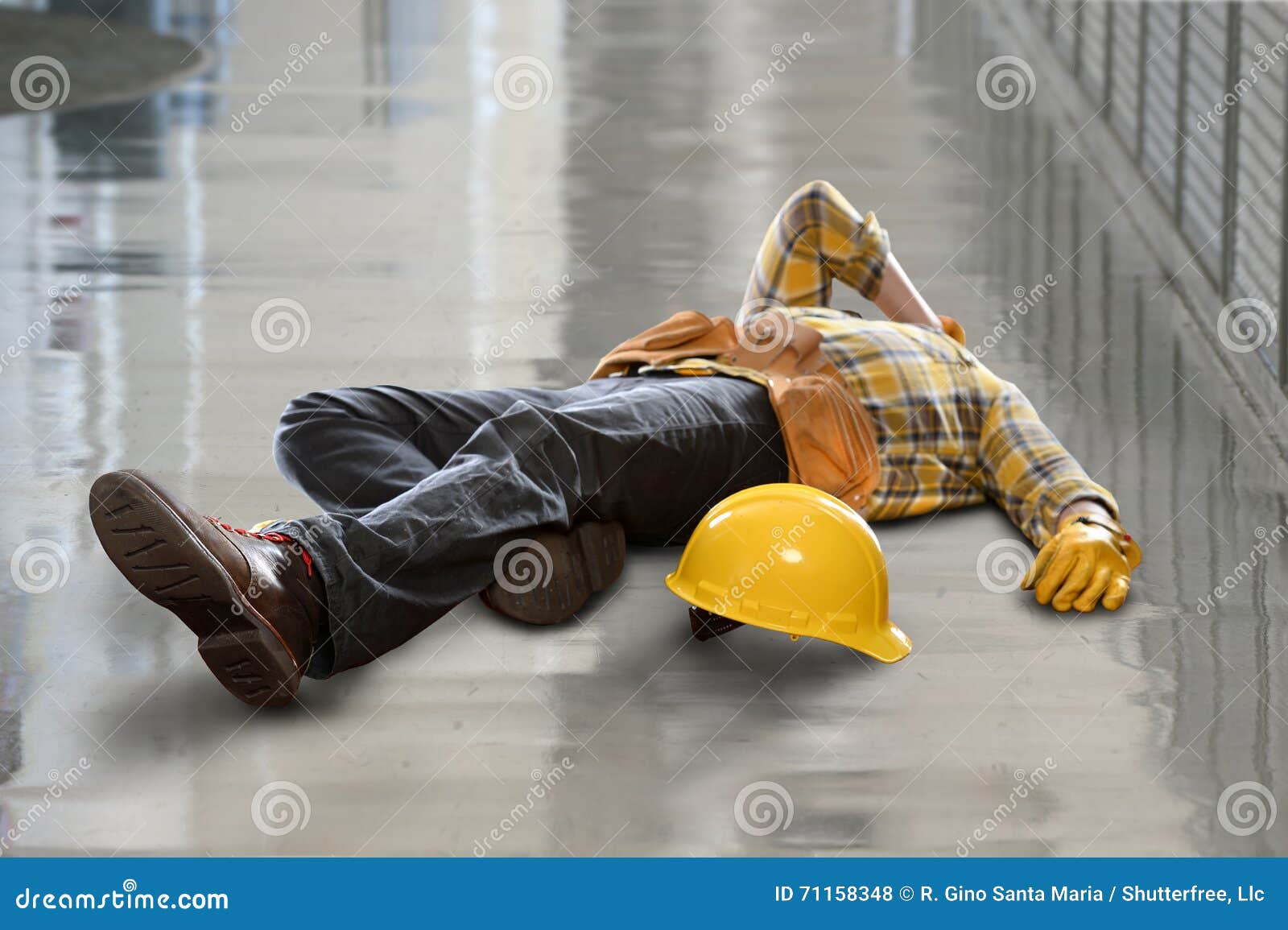 Construction Worker Injured after Fall Stock Photo - Image of fall ...