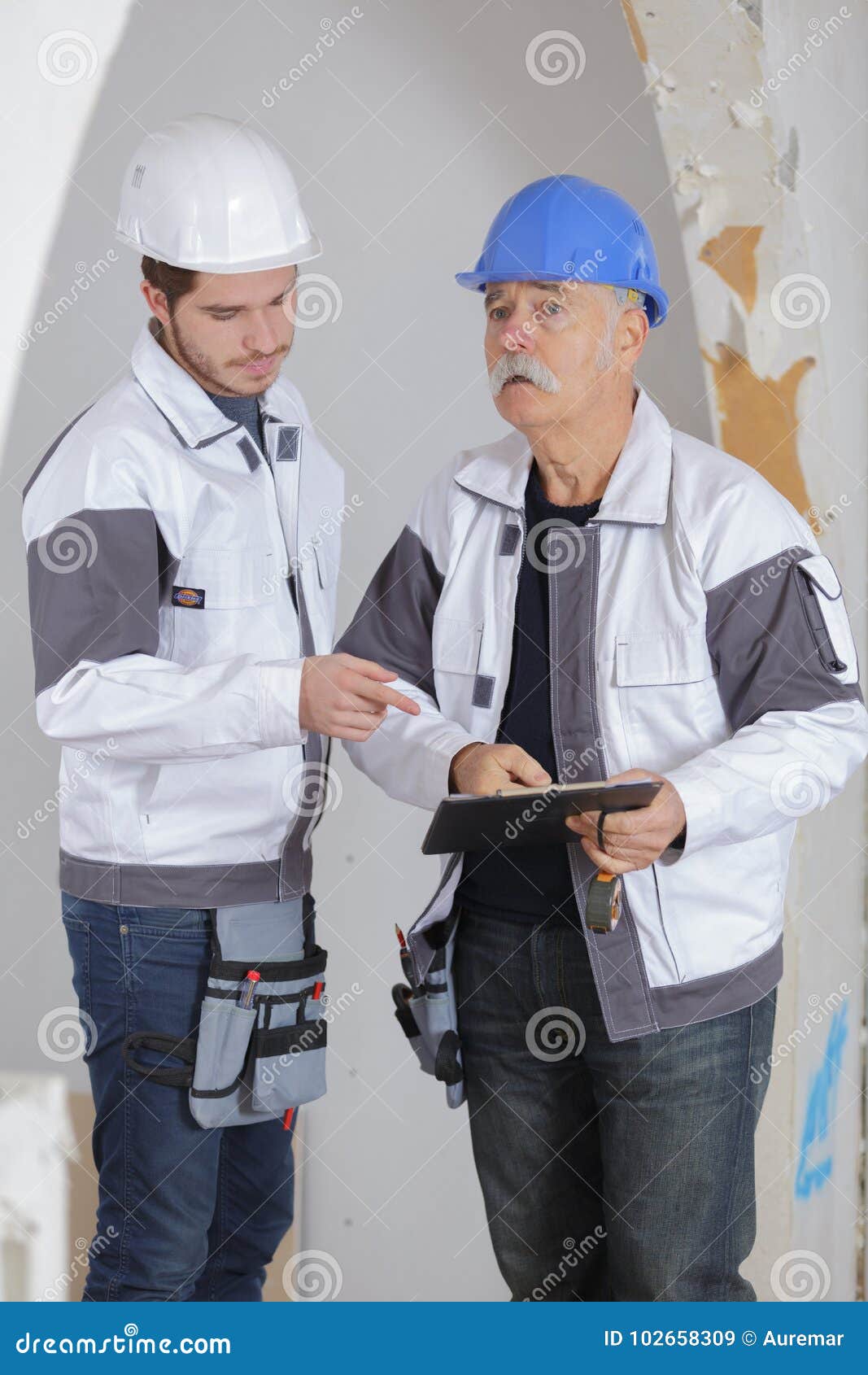 Construction Worker Inspecting Area Stock Image - Image of contractor ...