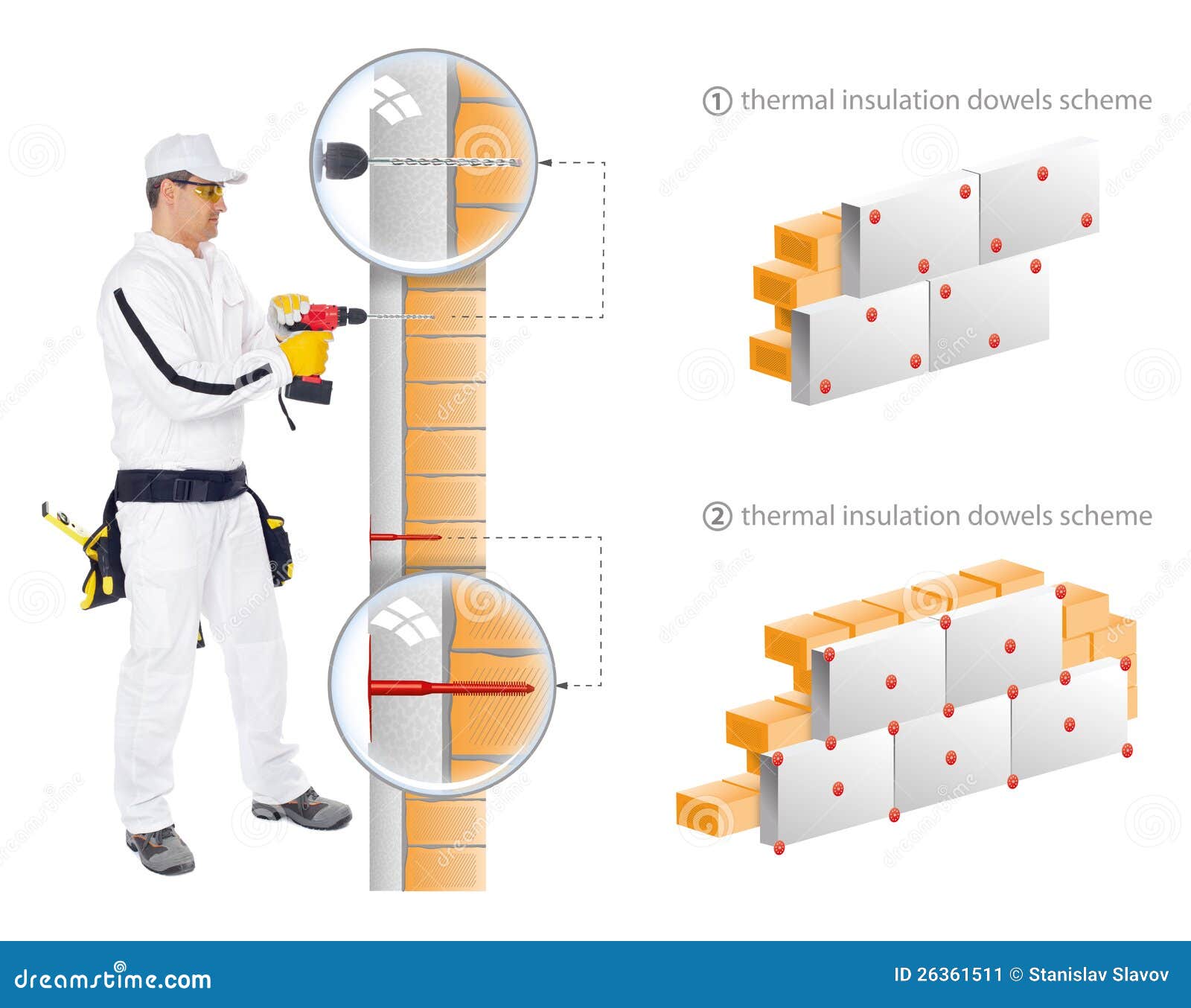 Construction Worker Install Insulation of House Stock Image - Image of ...