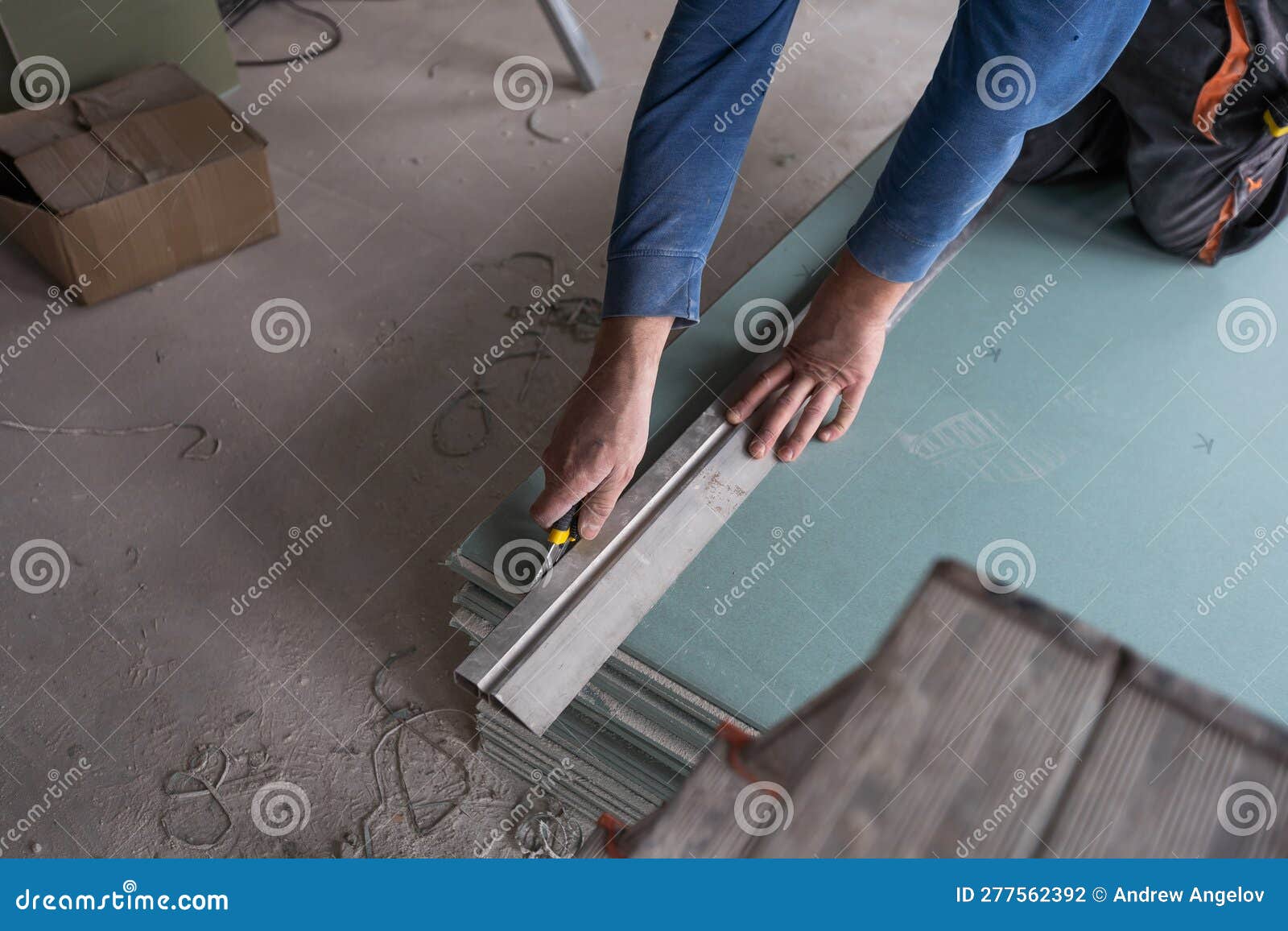 Construction Worker Installation Ceiling Work Stock Photo - Image of ...