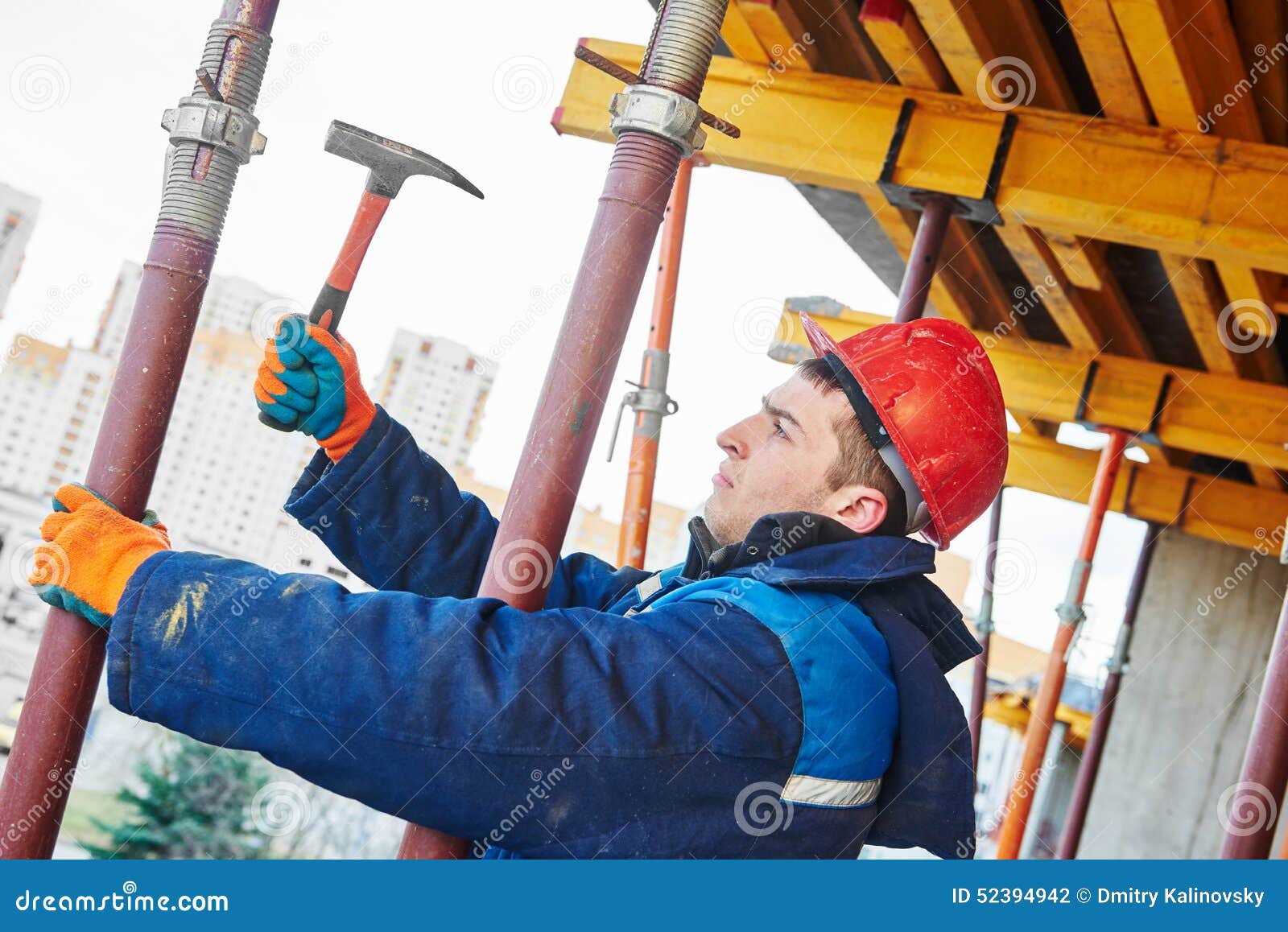 Construction Worker Installer Stock Photo - Image of industrial ...