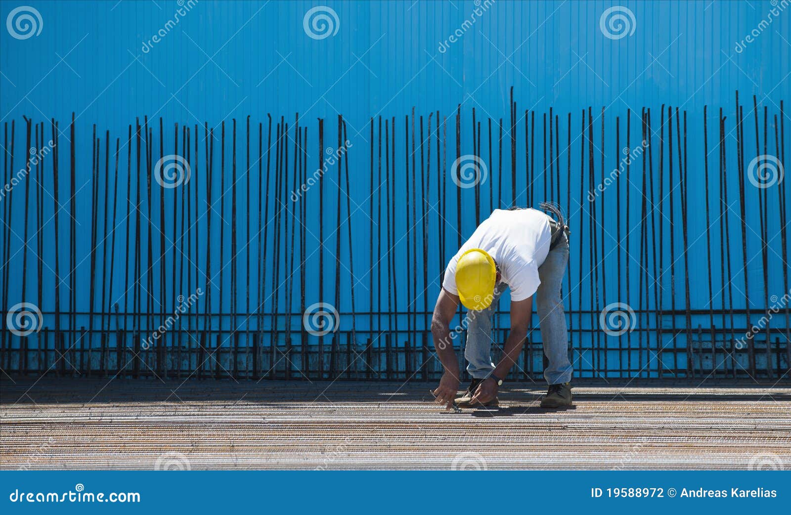Construction Worker Installing Binding Wires Stock Photo - Image of ...