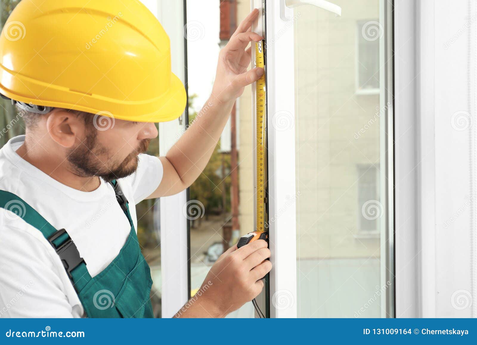 Construction Worker Installing New Window Stock Photo - Image of ...