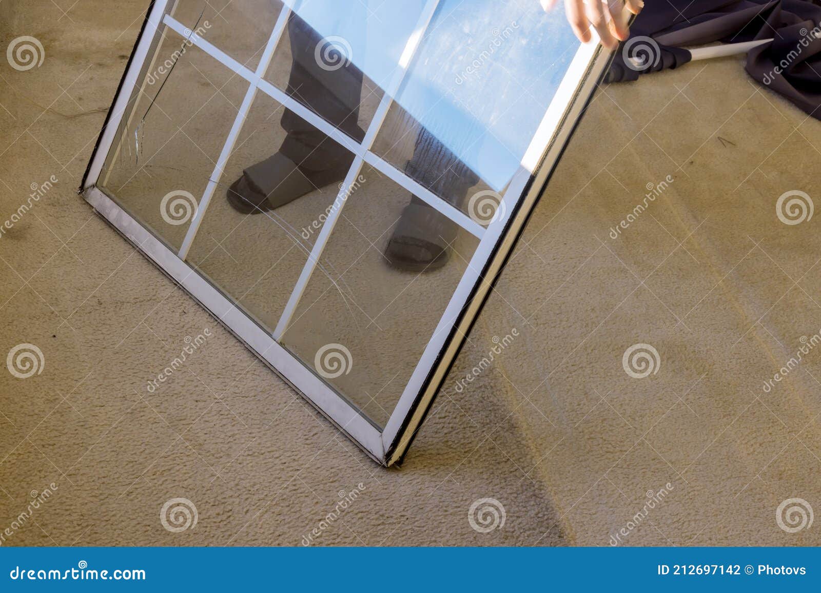 Worker Installing of the Plastic Break Window during Home Renovation ...