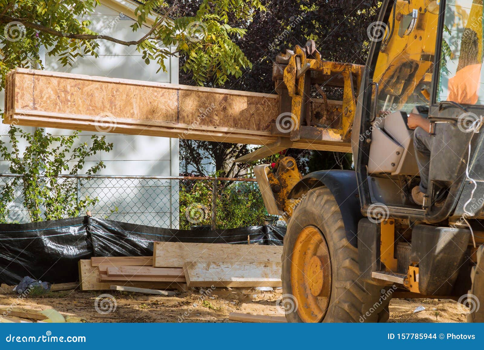 Forklift Stacker Loader Construction Showing Joists Trusses Royalty ...