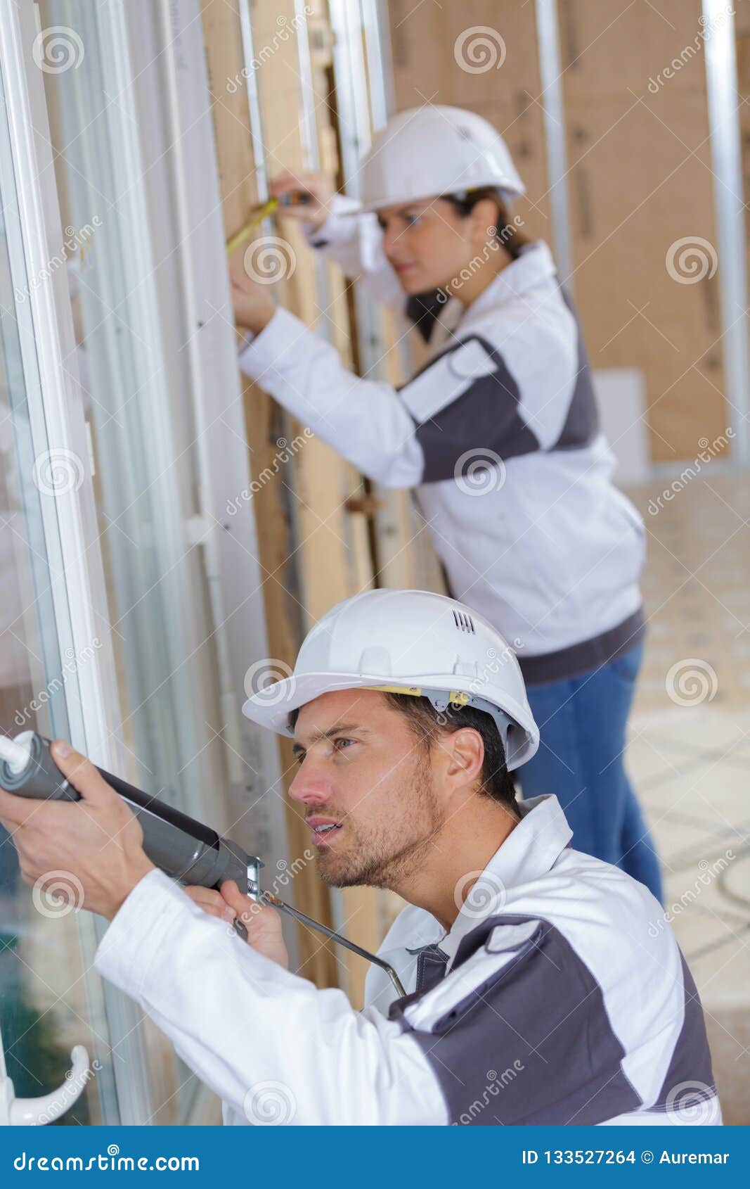 Construction Worker Installing Window in House Stock Photo - Image of ... Construction Worker Installing Window in House Stock Photo - Image of ...