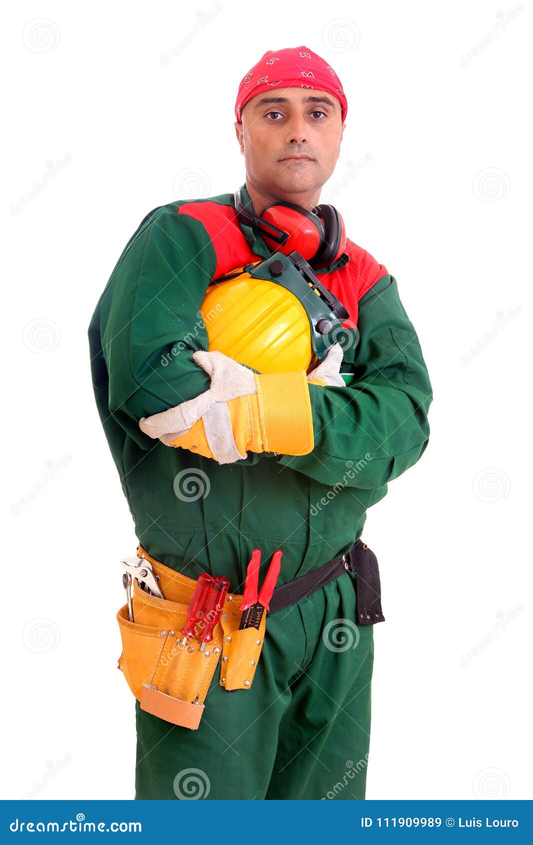 Construction Worker Isolated in White Stock Image - Image of suit, gear ...