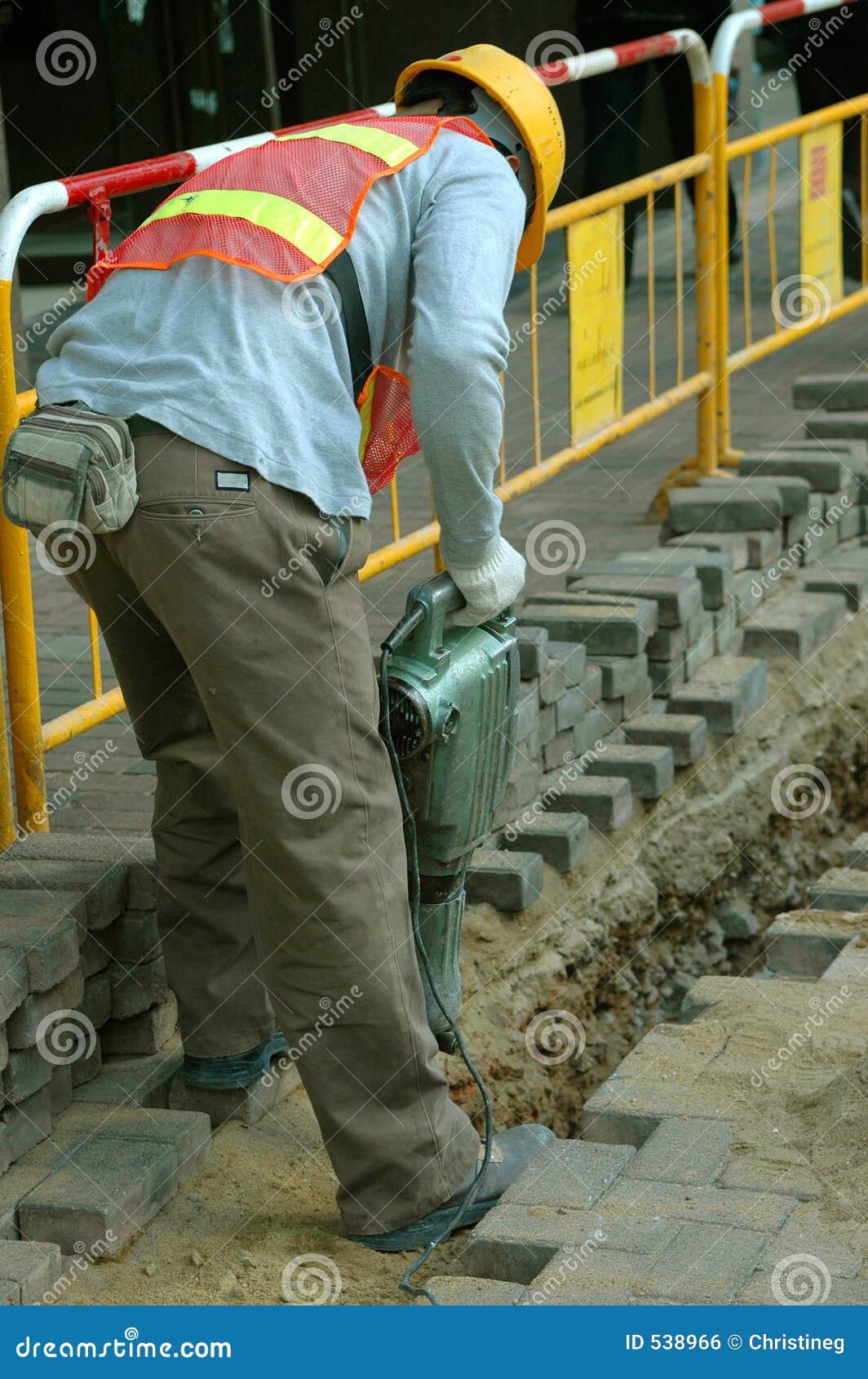Construction Worker with Jack Hammer Stock Photo - Image of tools ...
