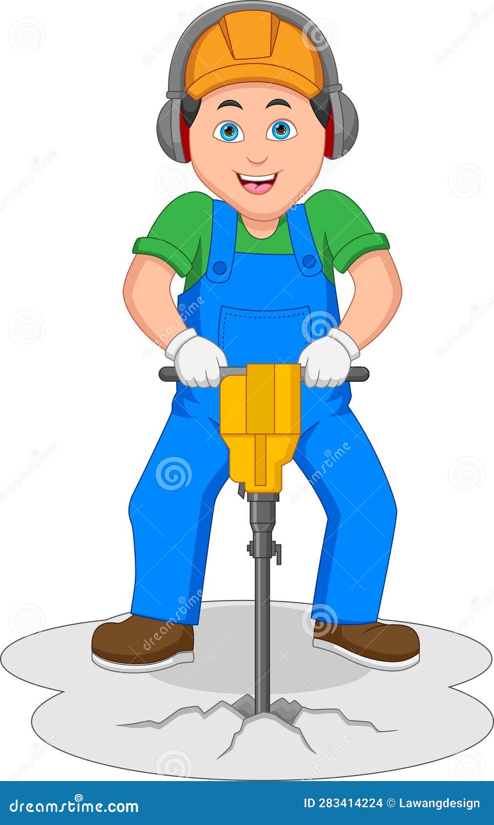 Construction Worker Jackhammer Drilling Cartoon Stock Vector ...