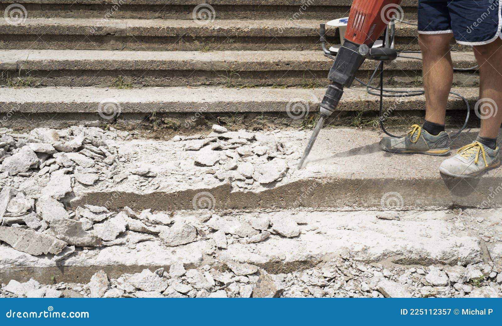 Construction Worker with a Jackhammer Stock Image - Image of destroy ...