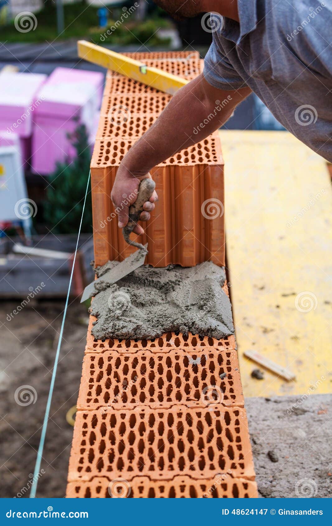 Construction Worker on a Job Site Stock Image - Image of mason, help ...