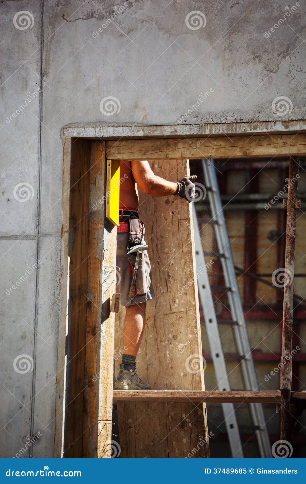 Construction Worker on a Job Site Stock Image - Image of assembly ...