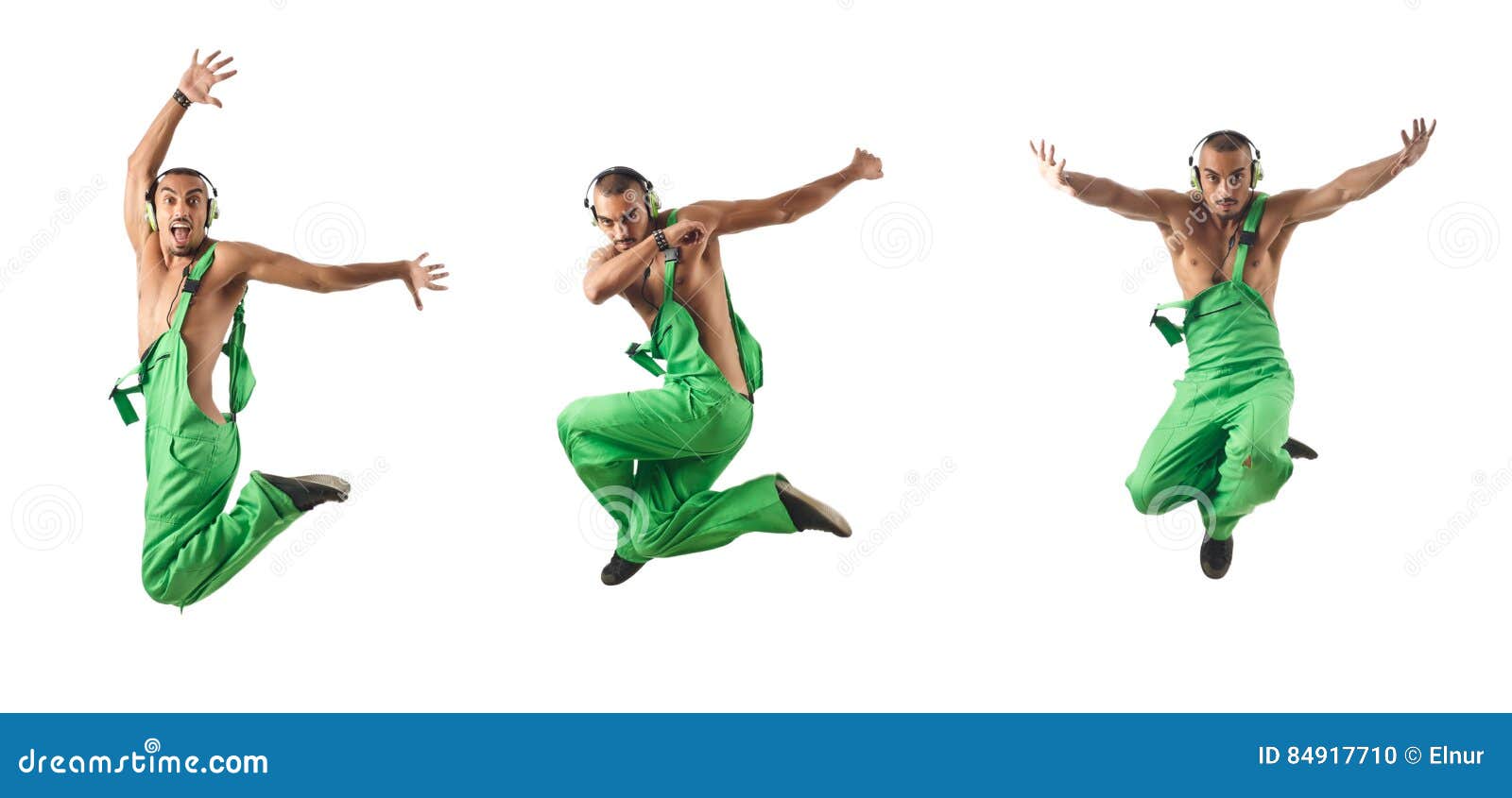 The Construction Worker Jumping and Dancing Stock Photo - Image of ...