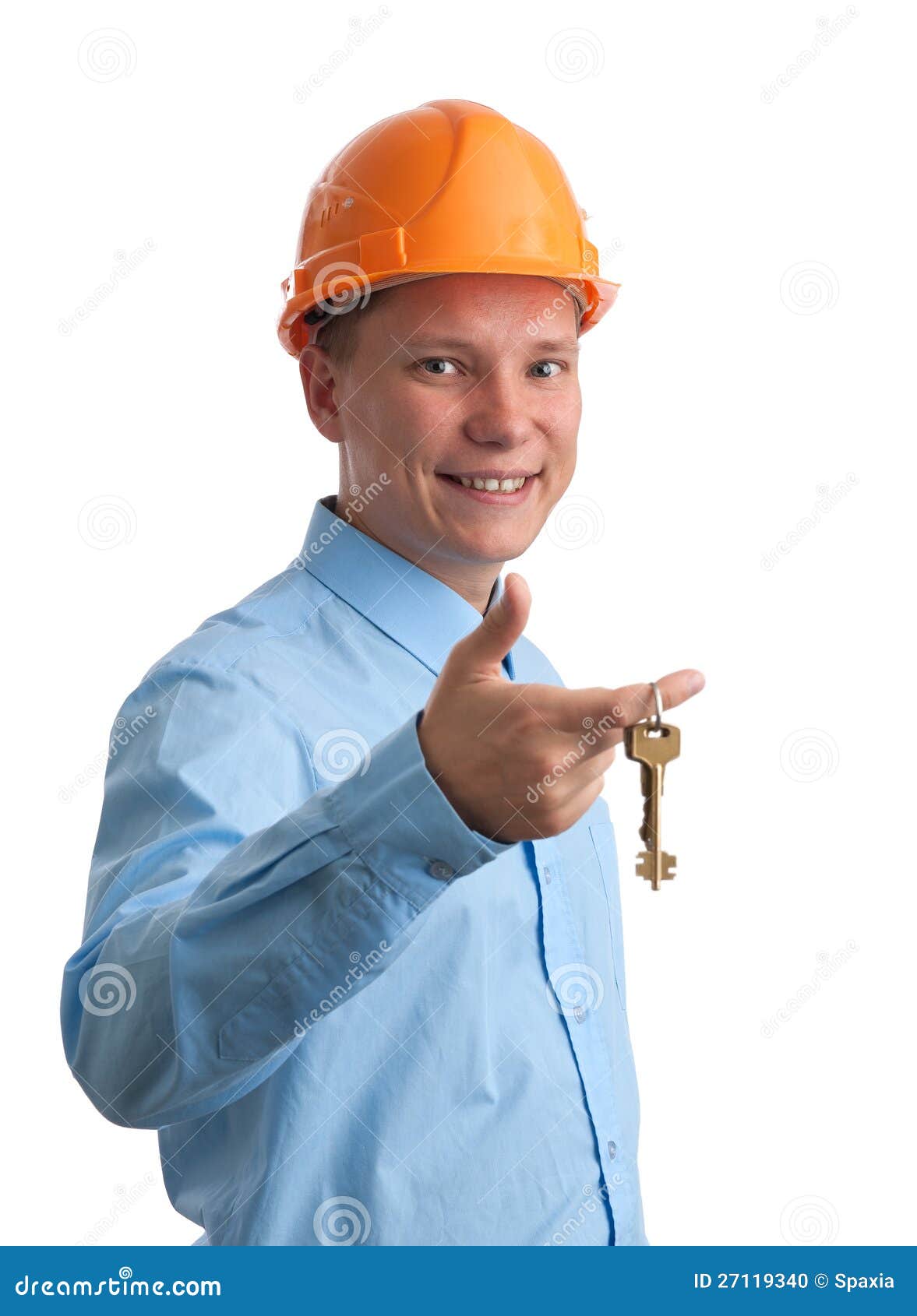 Construction Worker with Keys Stock Photo - Image of caucasian ...