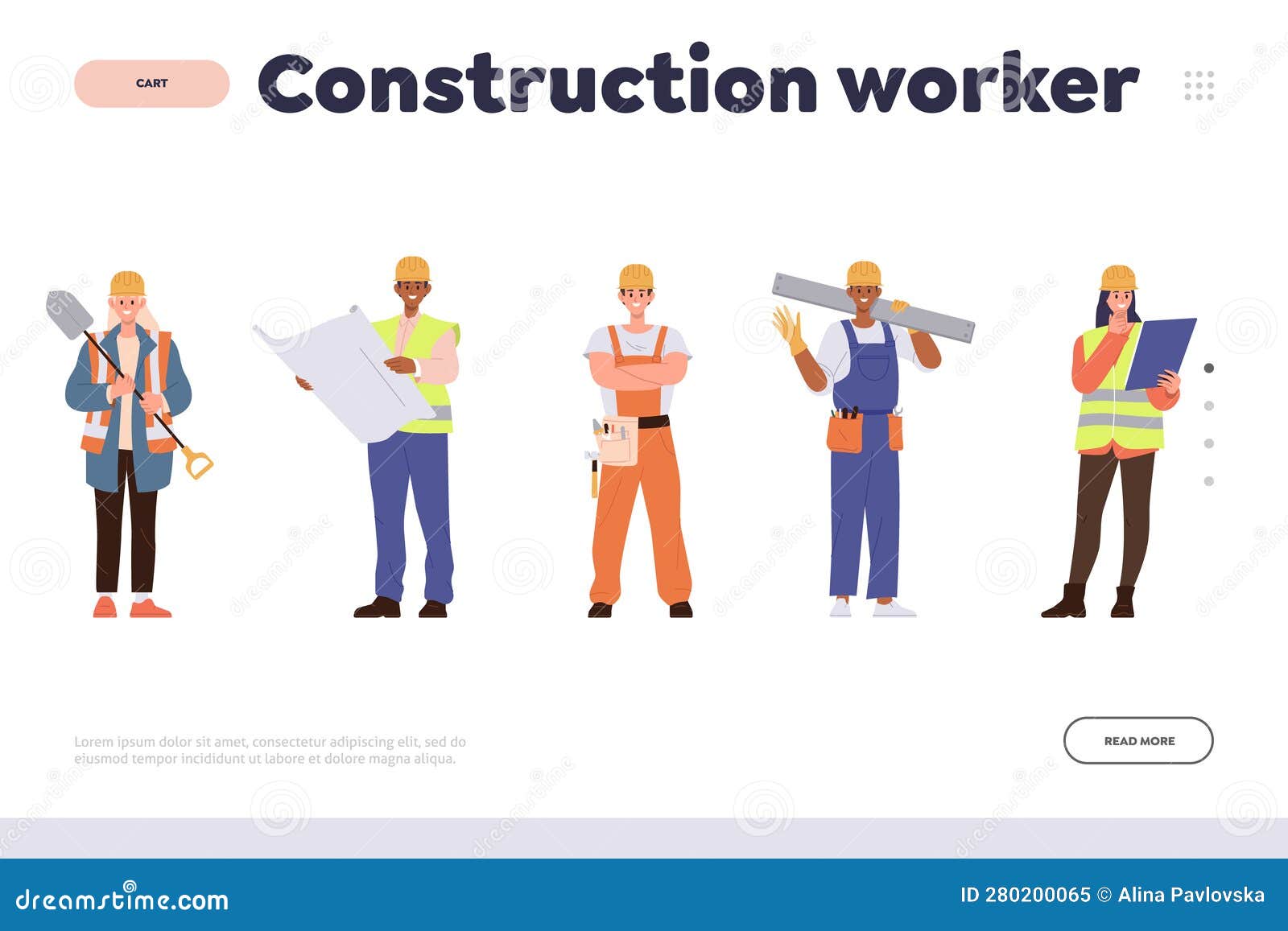 Construction Worker Landing Page Design Template Offering Professional ...