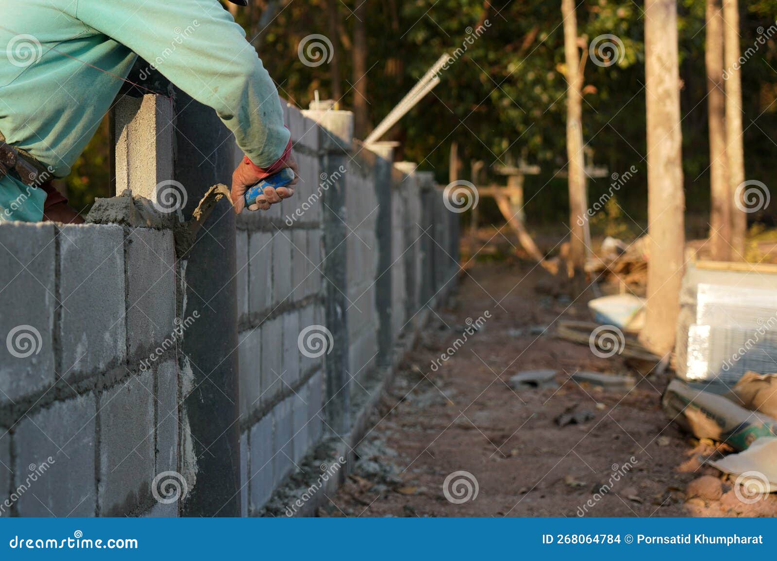 Construction worker stock photo. Image of brickwork - 268064784