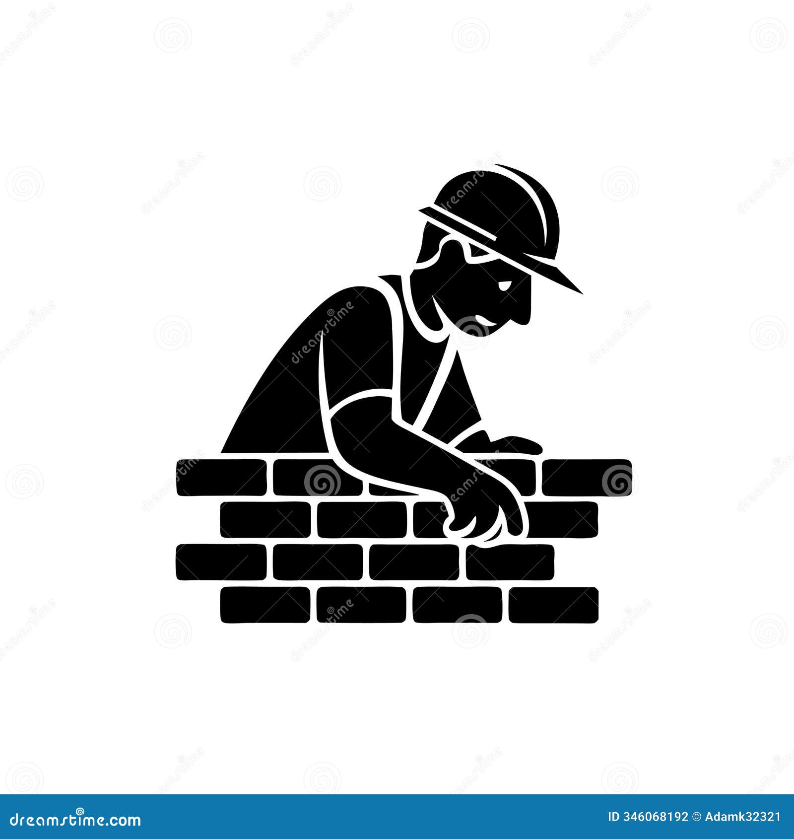 Construction Worker Laying Bricks Vector Illustration for Building and ...