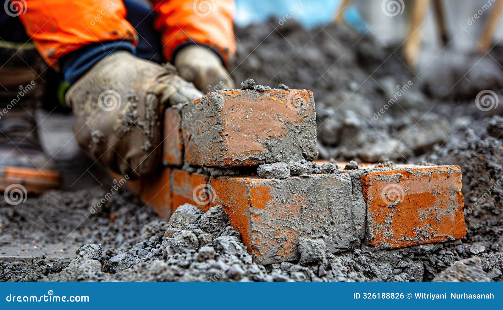 Construction Worker Laying Bricks Stock Illustration - Illustration of ...