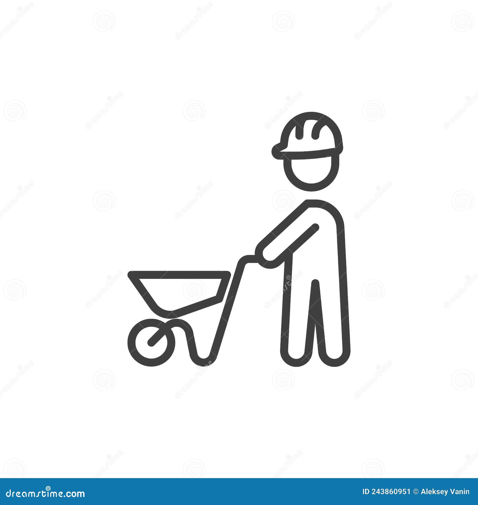Construction Worker Line Icon Stock Illustration - Illustration of ...