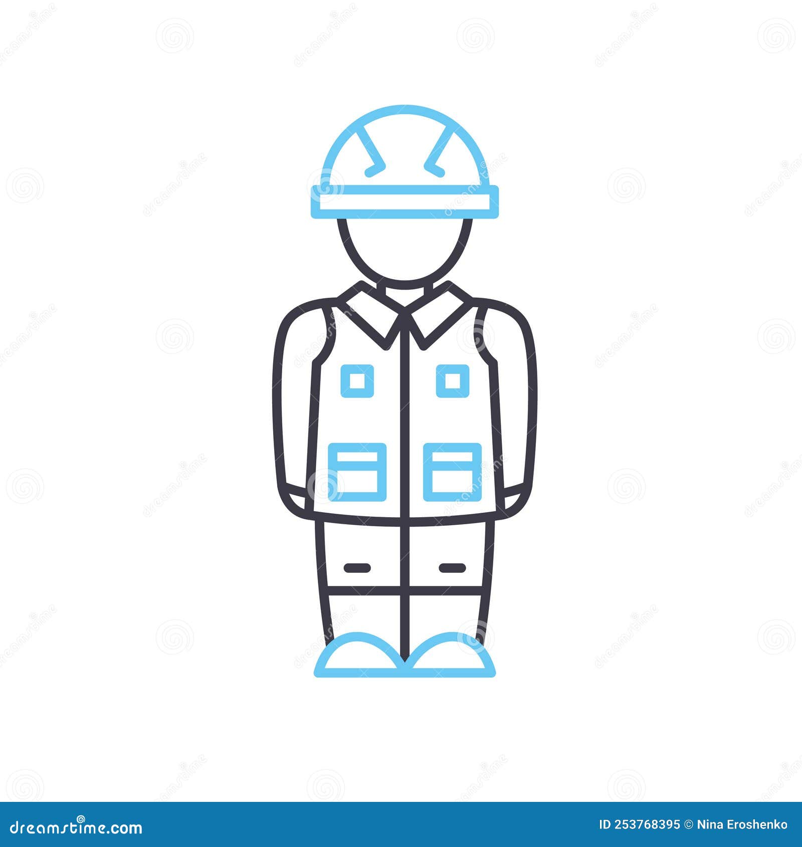Construction Worker Line Icon, Outline Symbol, Vector Illustration ...