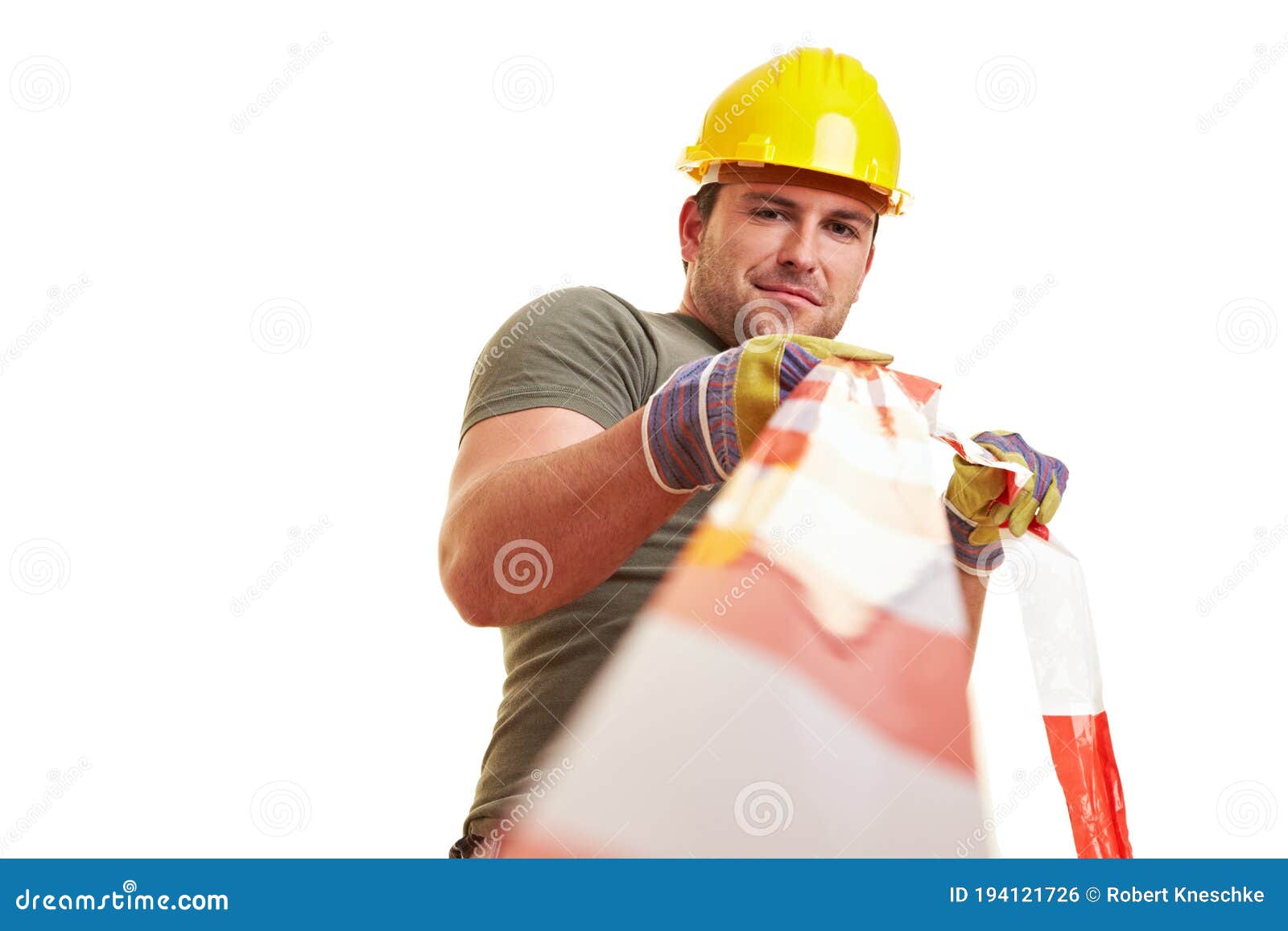 Construction Worker Locks Construction Site Stock Photo - Image of ...