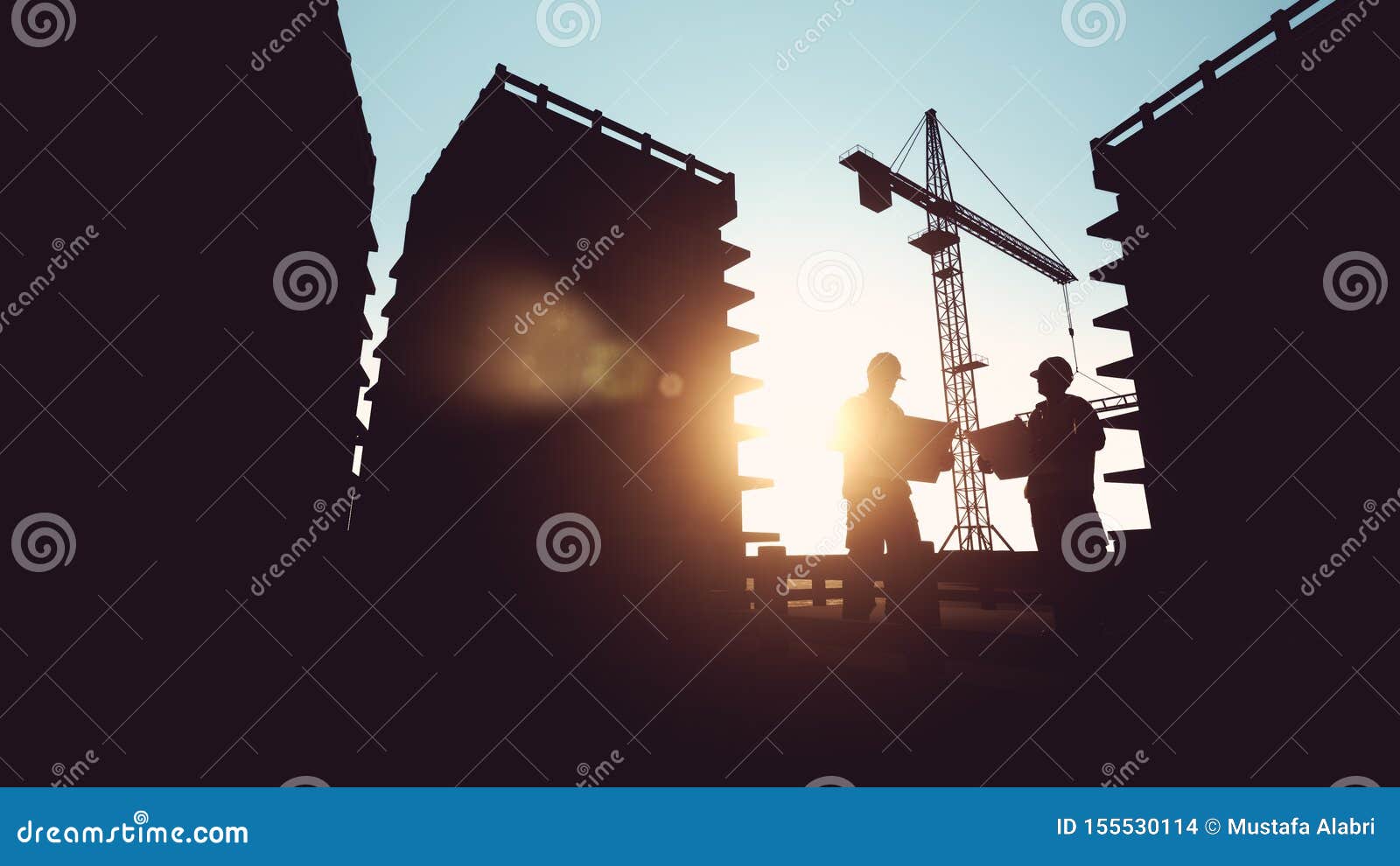Construction Worker Looking at Blueprints Stock Illustration ...