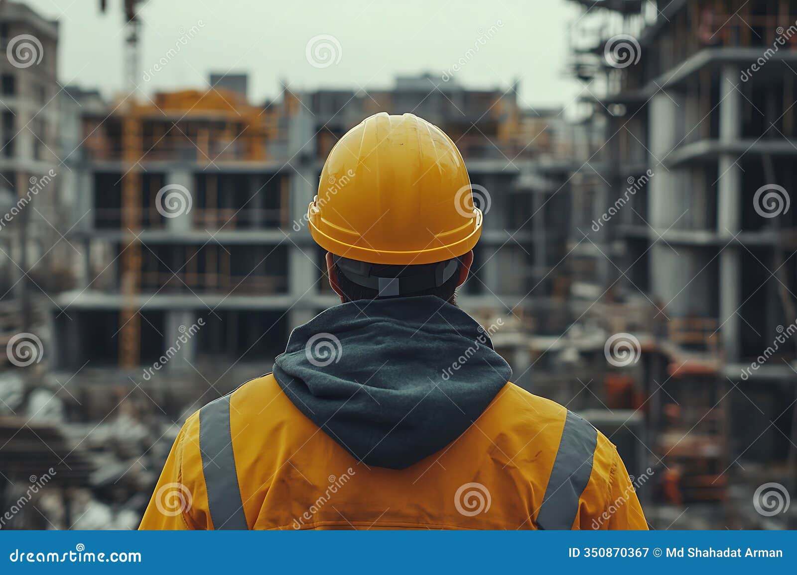 Construction Worker Looking at Building Stock Illustration ...