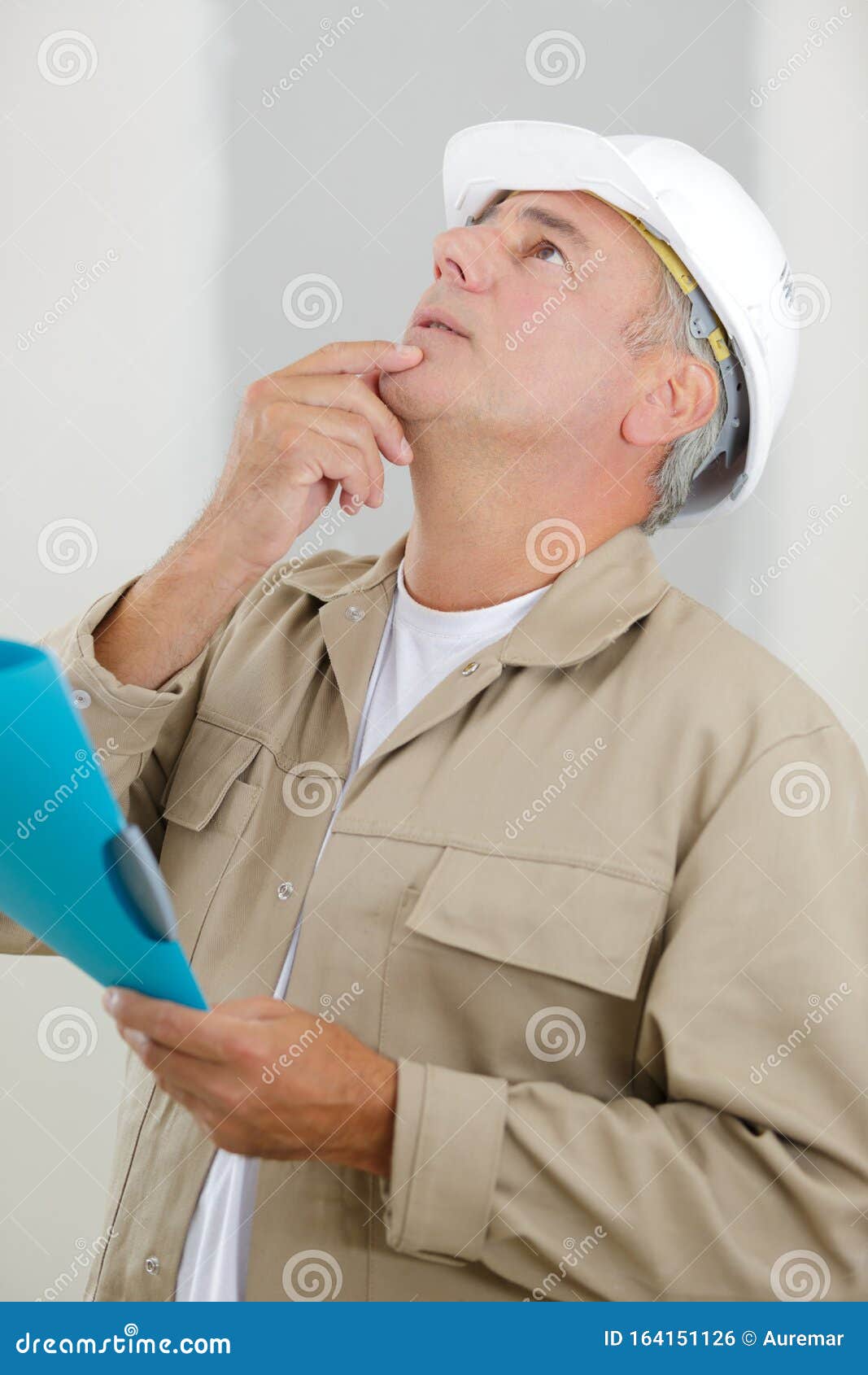 Construction Worker Looking Up Stock Photo - Image of shoulders ...