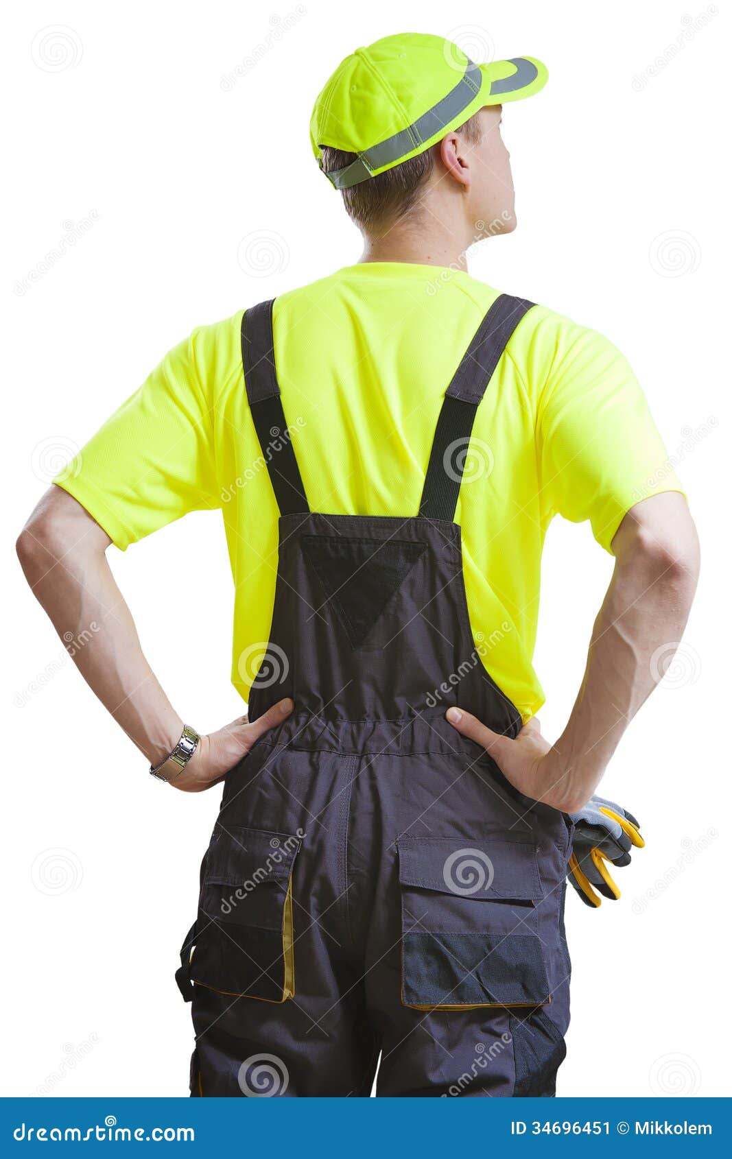 Construction Worker Looking Up Stock Image - Image of male, coveralls ...