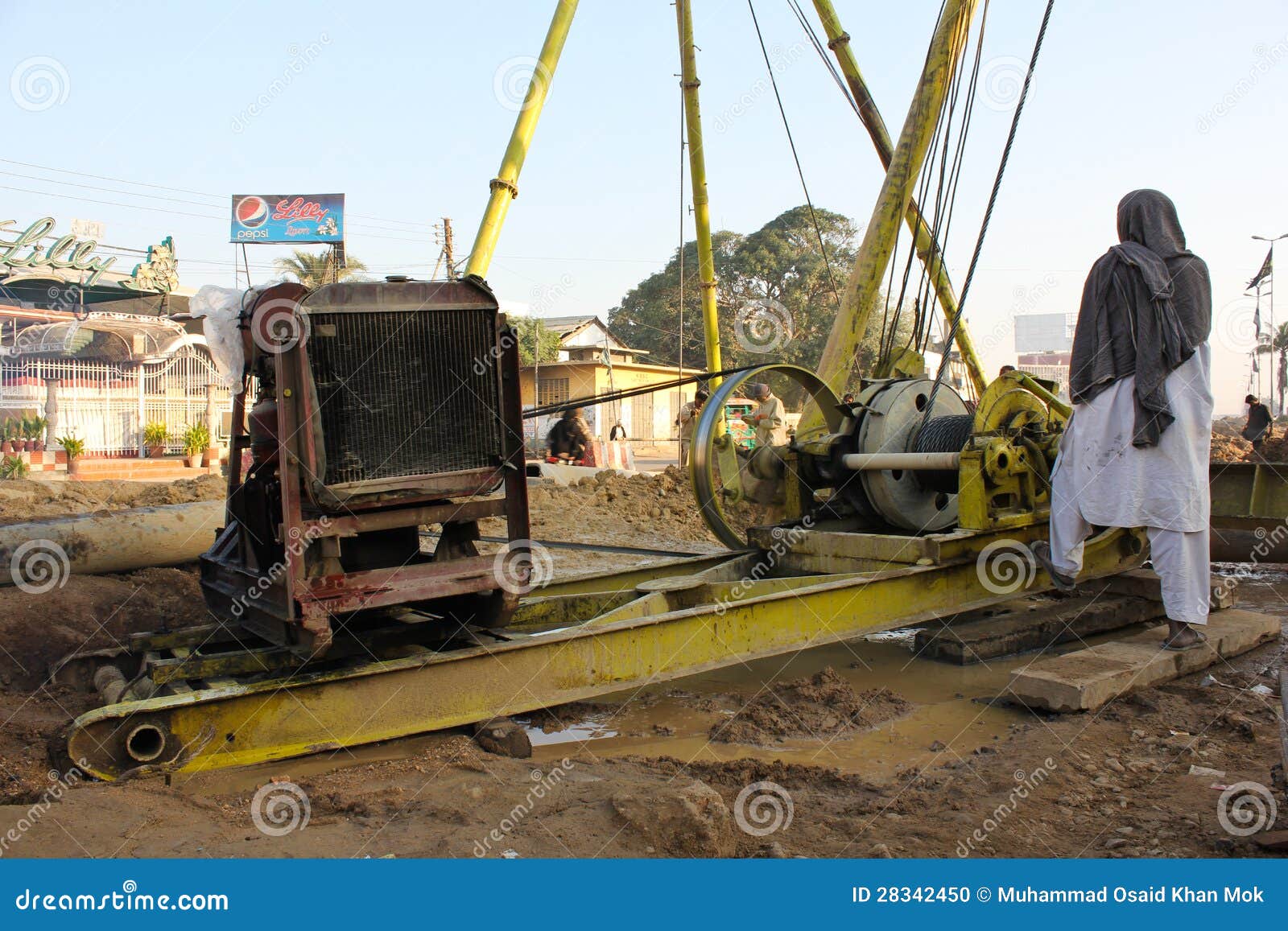 Construction Worker with Machine Editorial Image - Image of cheap ...