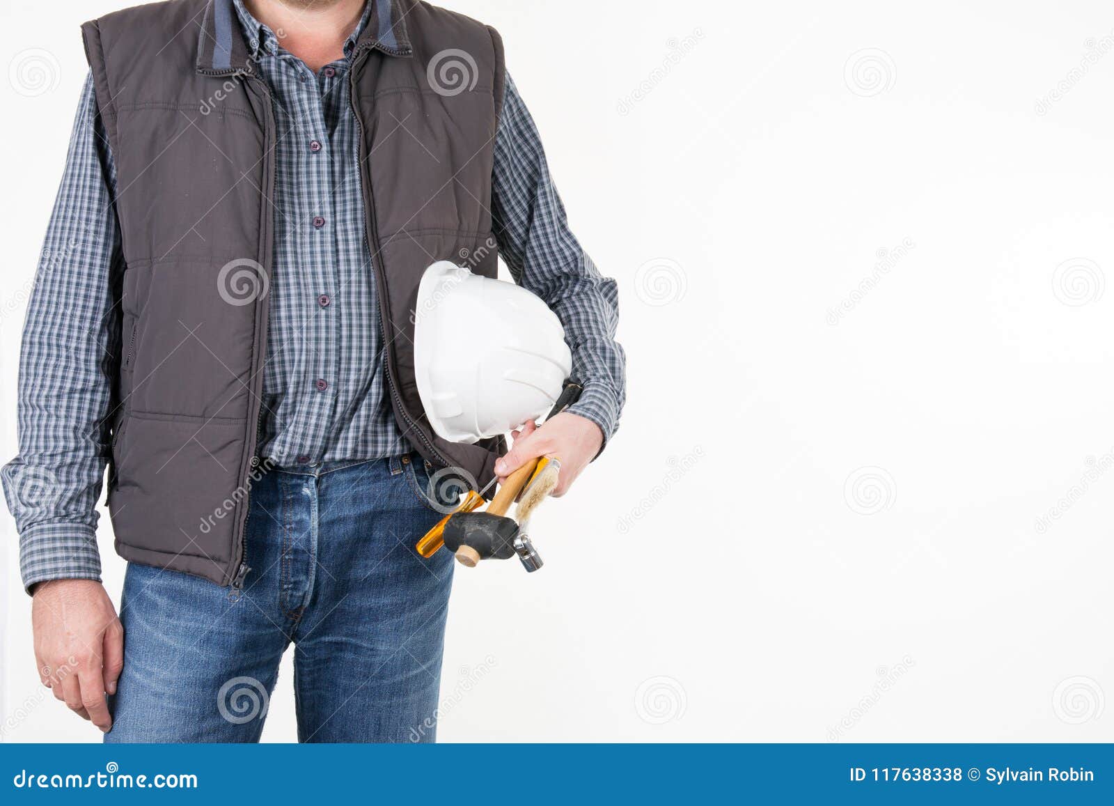 Construction Worker Man Contractor Carpenter Stock Photo - Image of ...