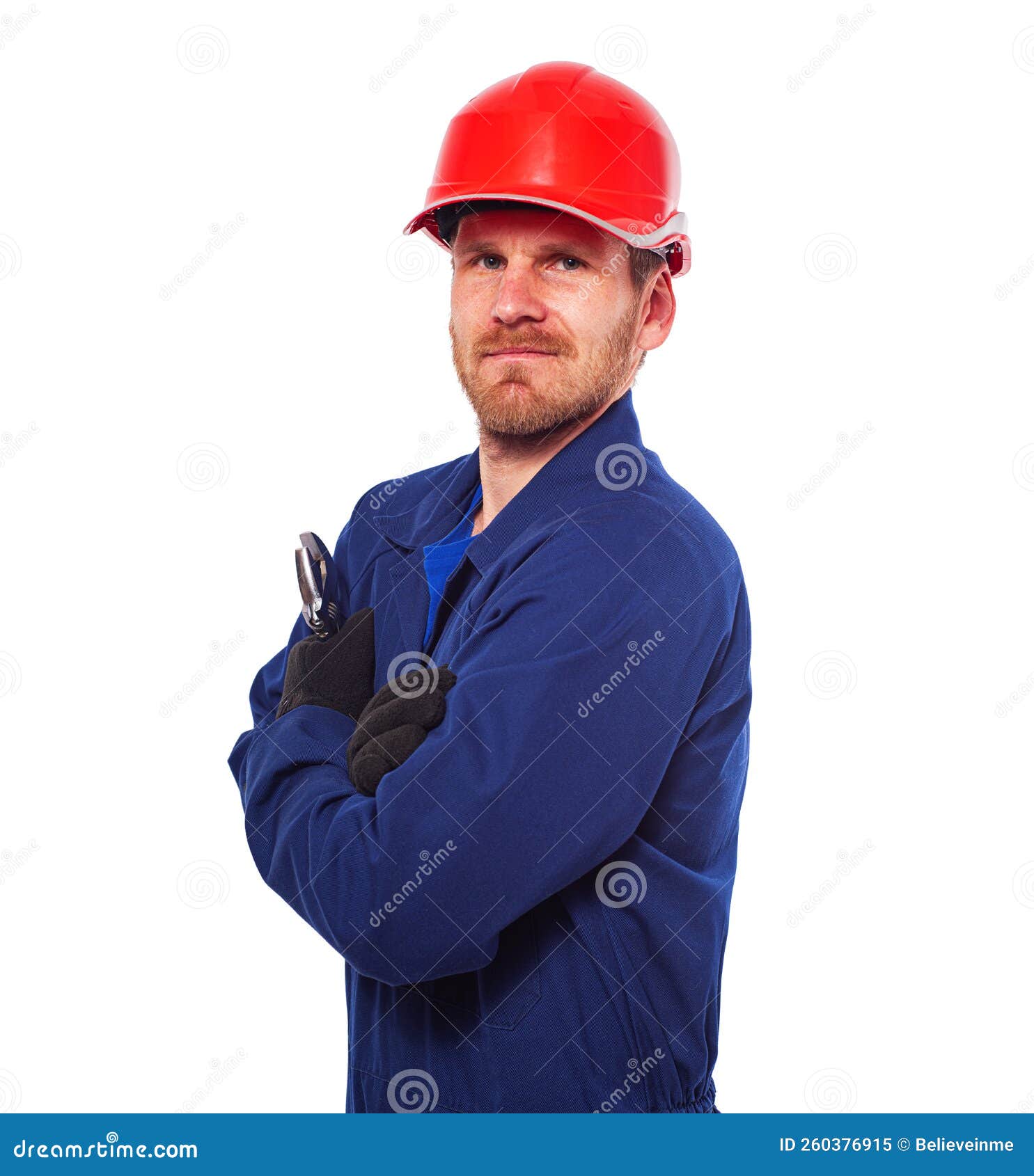 Construction Worker Man Isolated on White Background. Stock Image ...