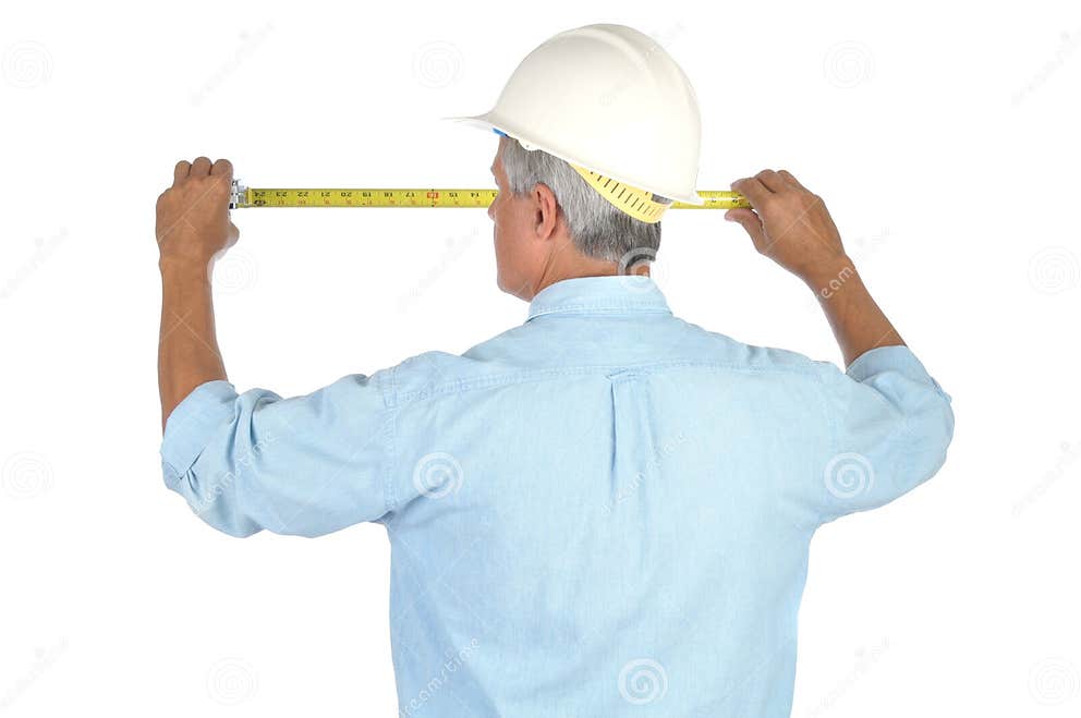 Construction Worker Measuring Stock Photo - Image of construction ...