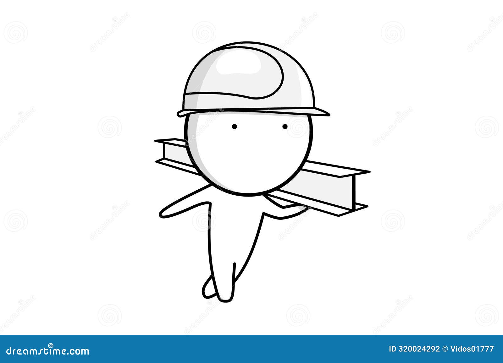 Construction Worker with Metal Beam. Loader. Stock Vector ...