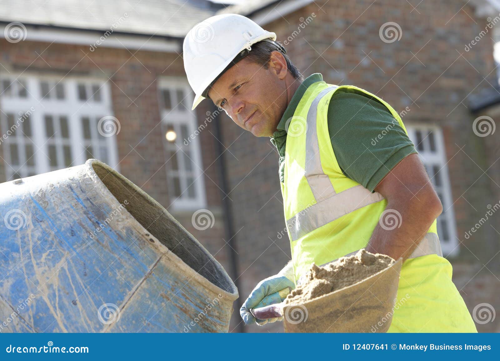 Worker Mixing Cement Mortar Plaster For Construction Royalty-Free Stock ...