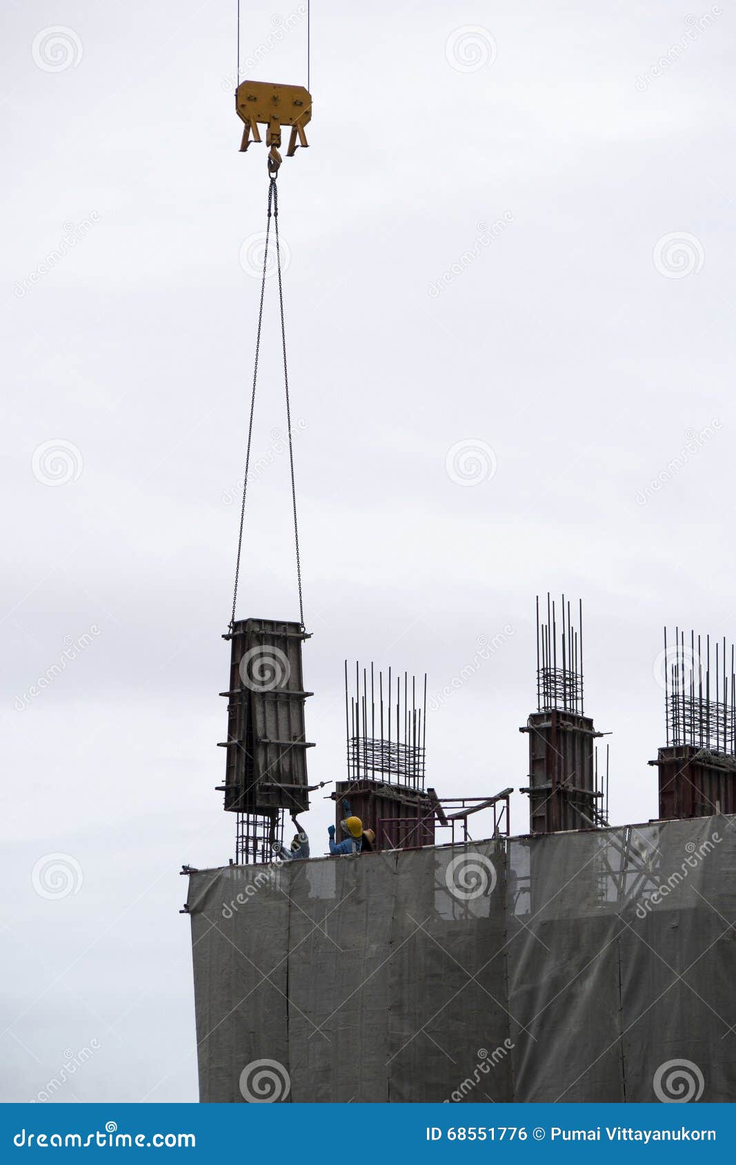 Construction Worker Mounting Concrete Formwork with Crane during Stock ...