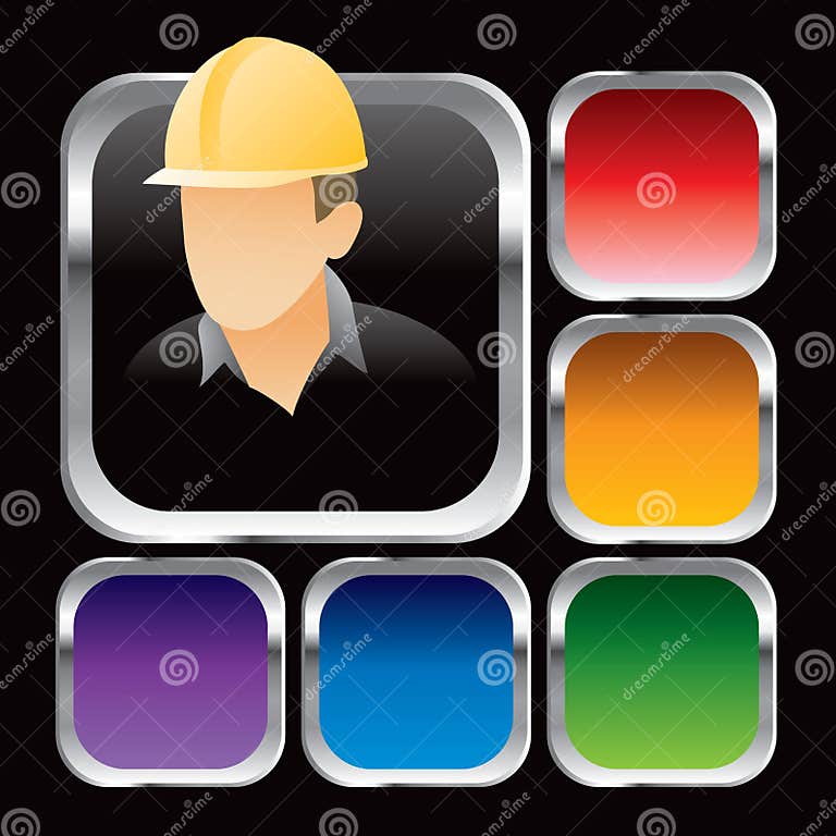 Construction Worker Multicolored Square Web Button Stock Vector ...