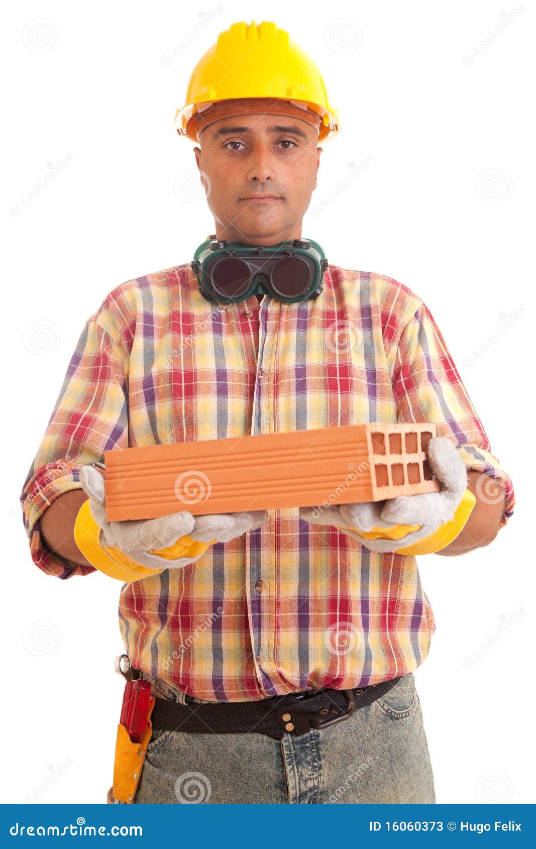 Construction Worker Offering Services Stock Image - Image of helmet ...