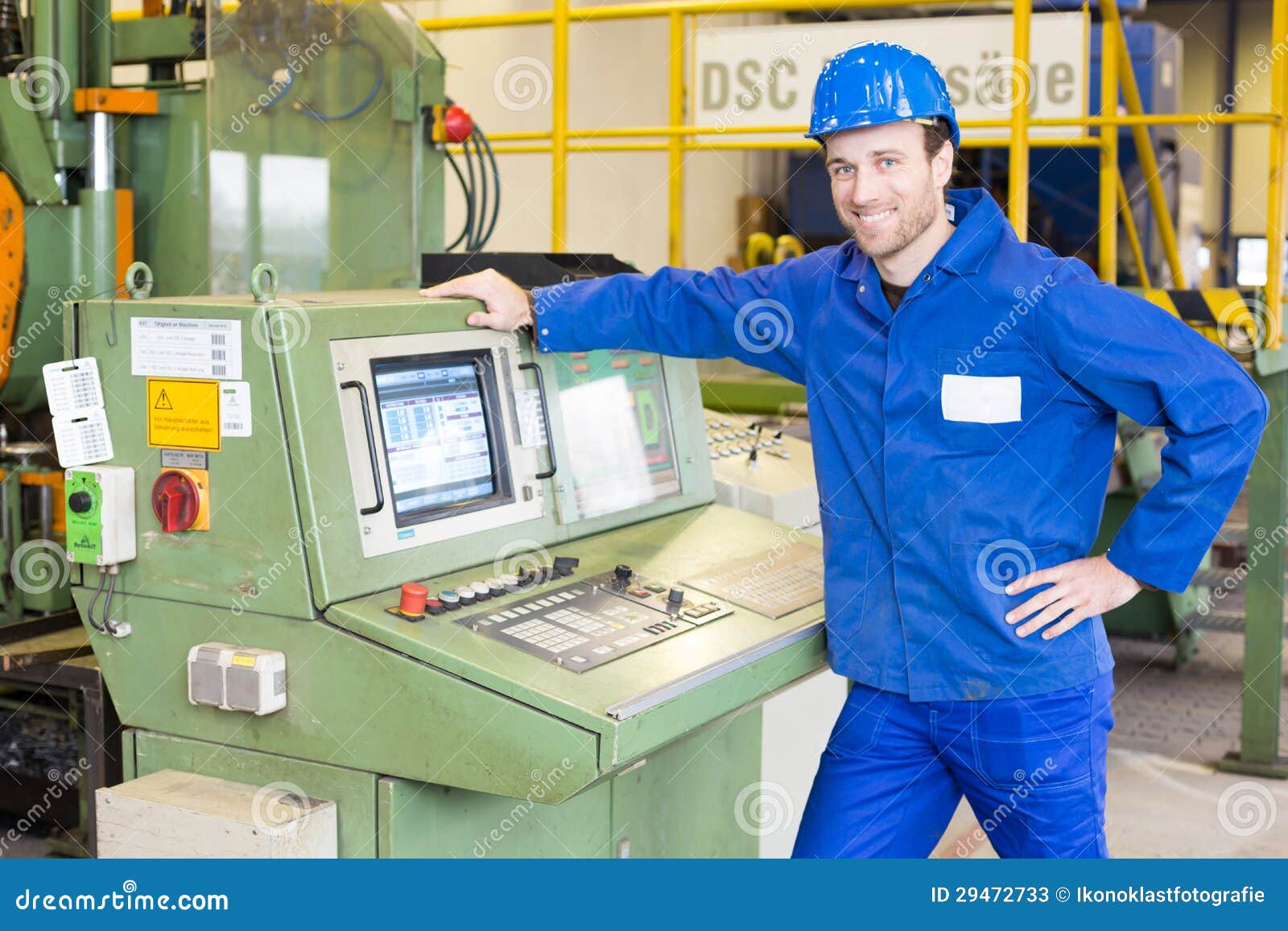 Construction Worker Operating a Machine Stock Image - Image of control ...