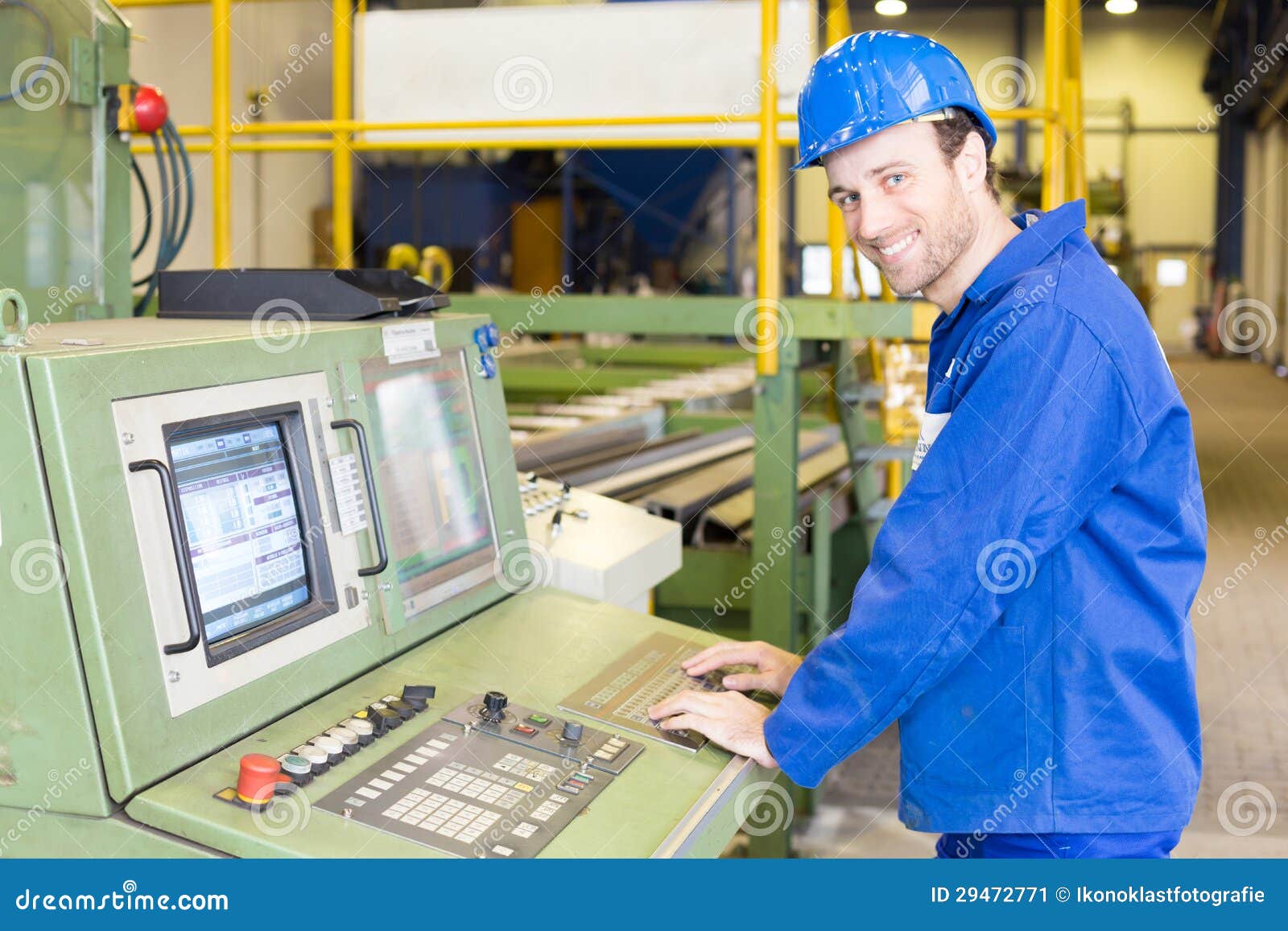 Construction Worker Operating a Machine Stock Image - Image of ...